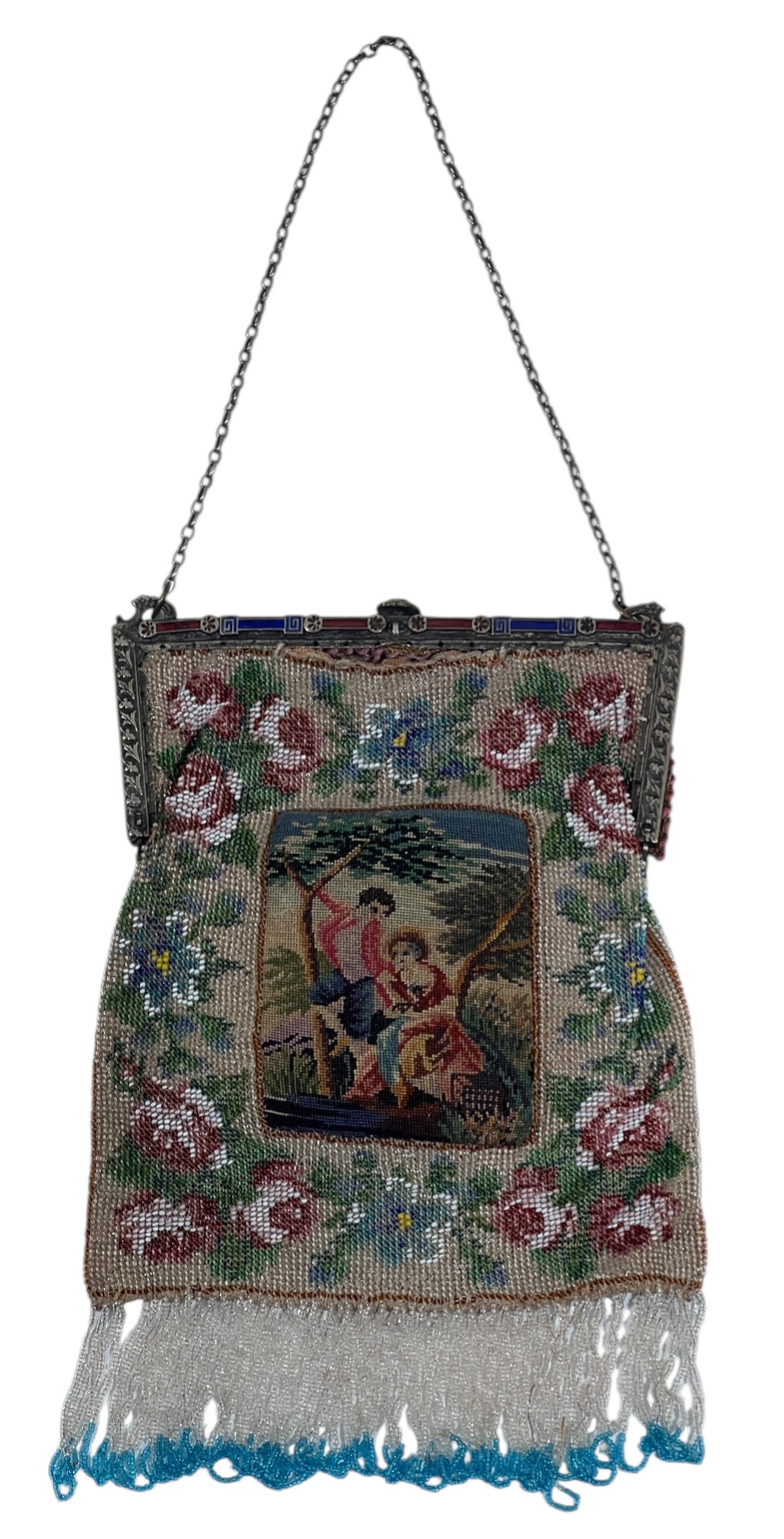 BEADED PURSE with PETIT POINT EMBROIDERY #57698 | Auctionninja.com