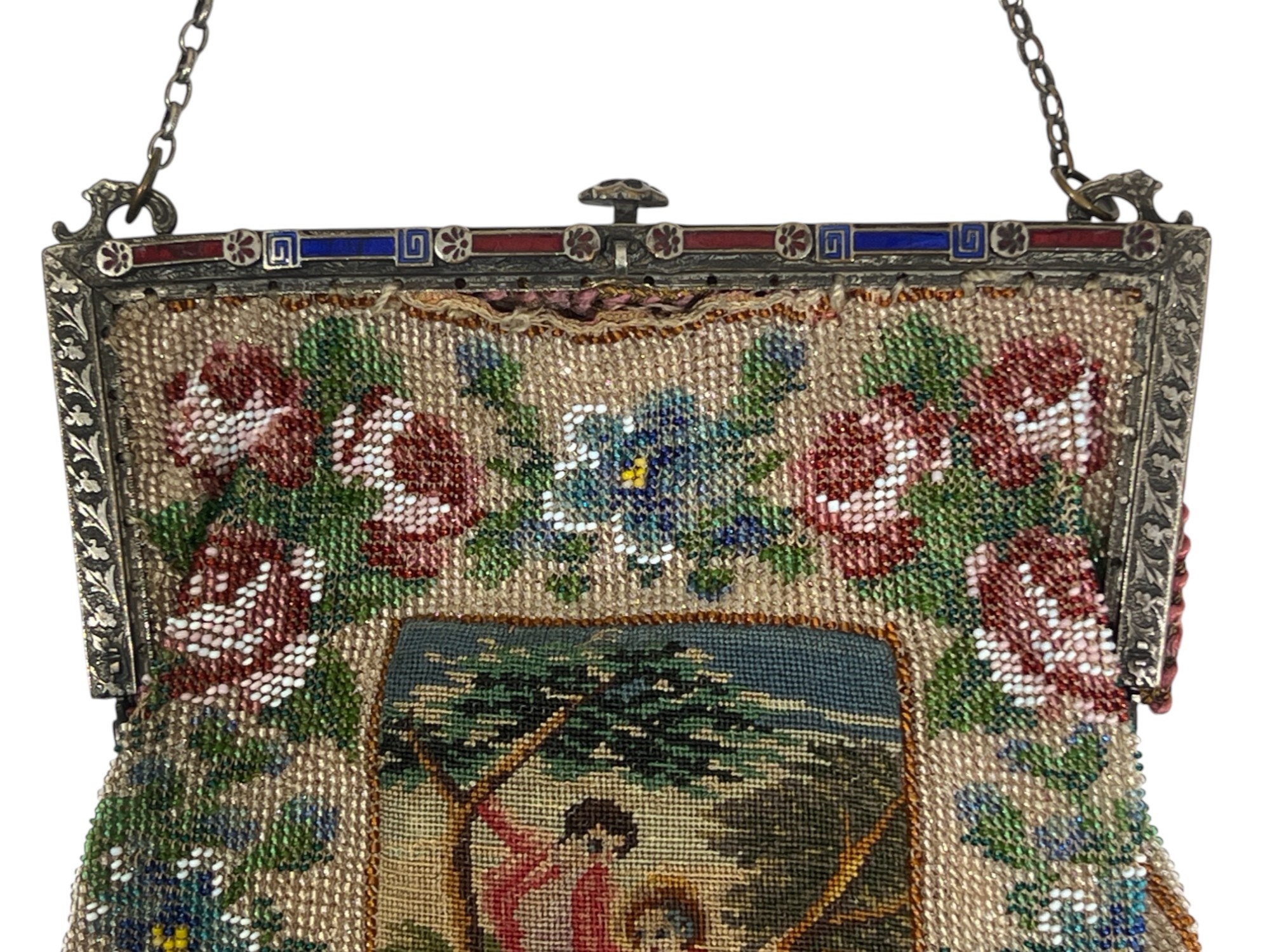 BEADED PURSE with PETIT POINT EMBROIDERY #57698 | Auctionninja.com