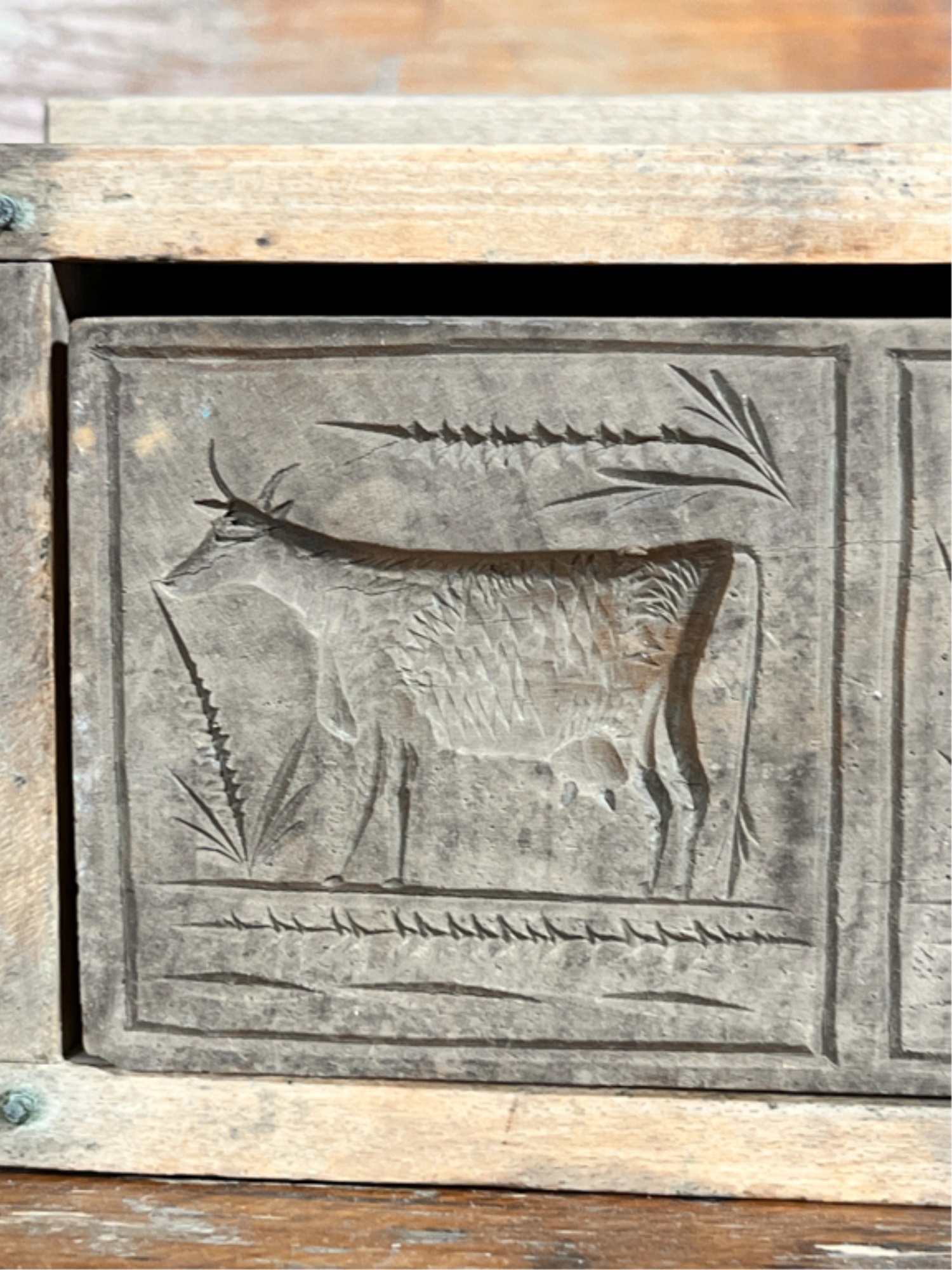 LARGE (19th c) DOUBLE BUTTER MOLD with COWS #59142 | Auctionninja.com