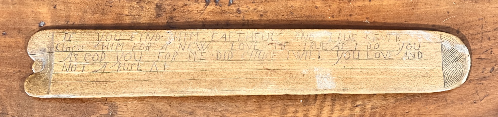 (19th c) CARVED WOODEN BUSK with VIRTUOUS MOTTO #58834 | Auctionninja.com