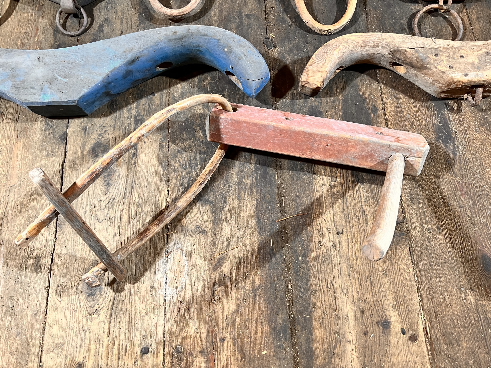 Four (19th c) PAINTED YOKES & (1) OTHER #59594 | Auctionninja.com