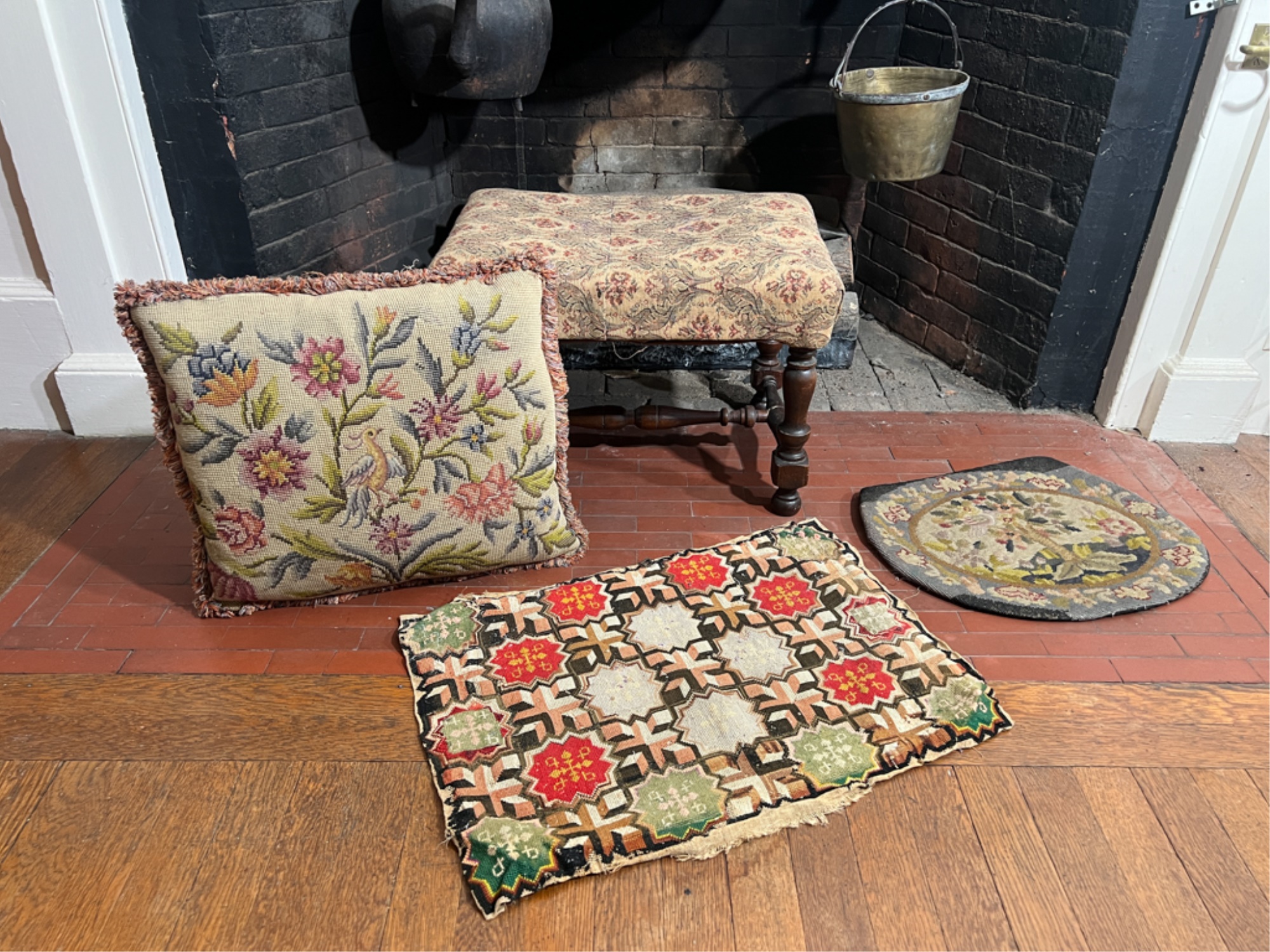 PETIT POINT FOOT REST & OTHER EMBROIDERIES #58879 | Auctionninja.com
