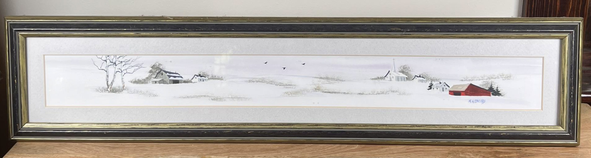M.H. JACOBS COUNTRY WINTER SCENE WATERCOLOR #59705 | Auctionninja.com