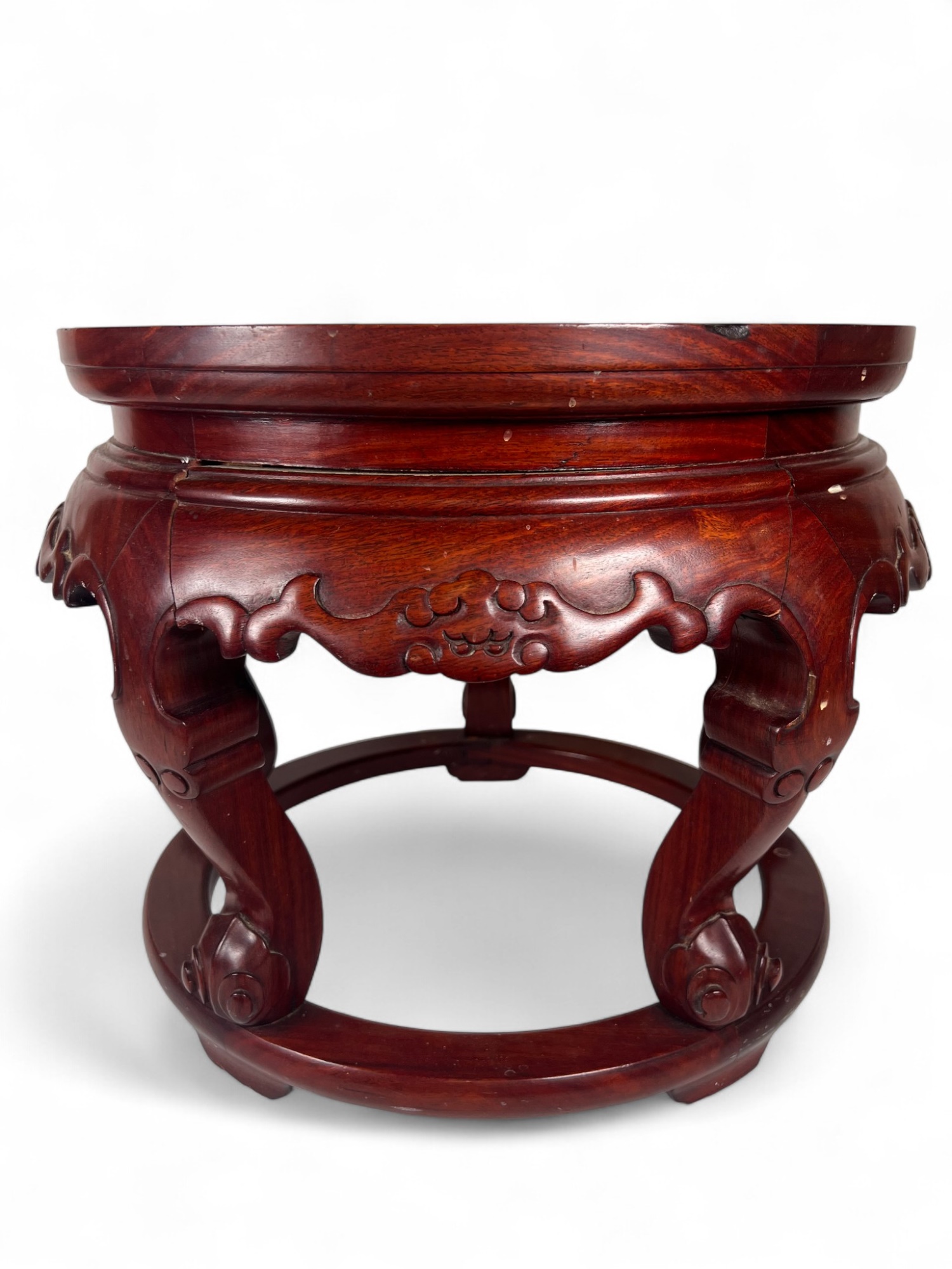 VINTAGE CARVED CHINESE STAND w/ CLOISONNE TOP #61652 | Auctionninja.com