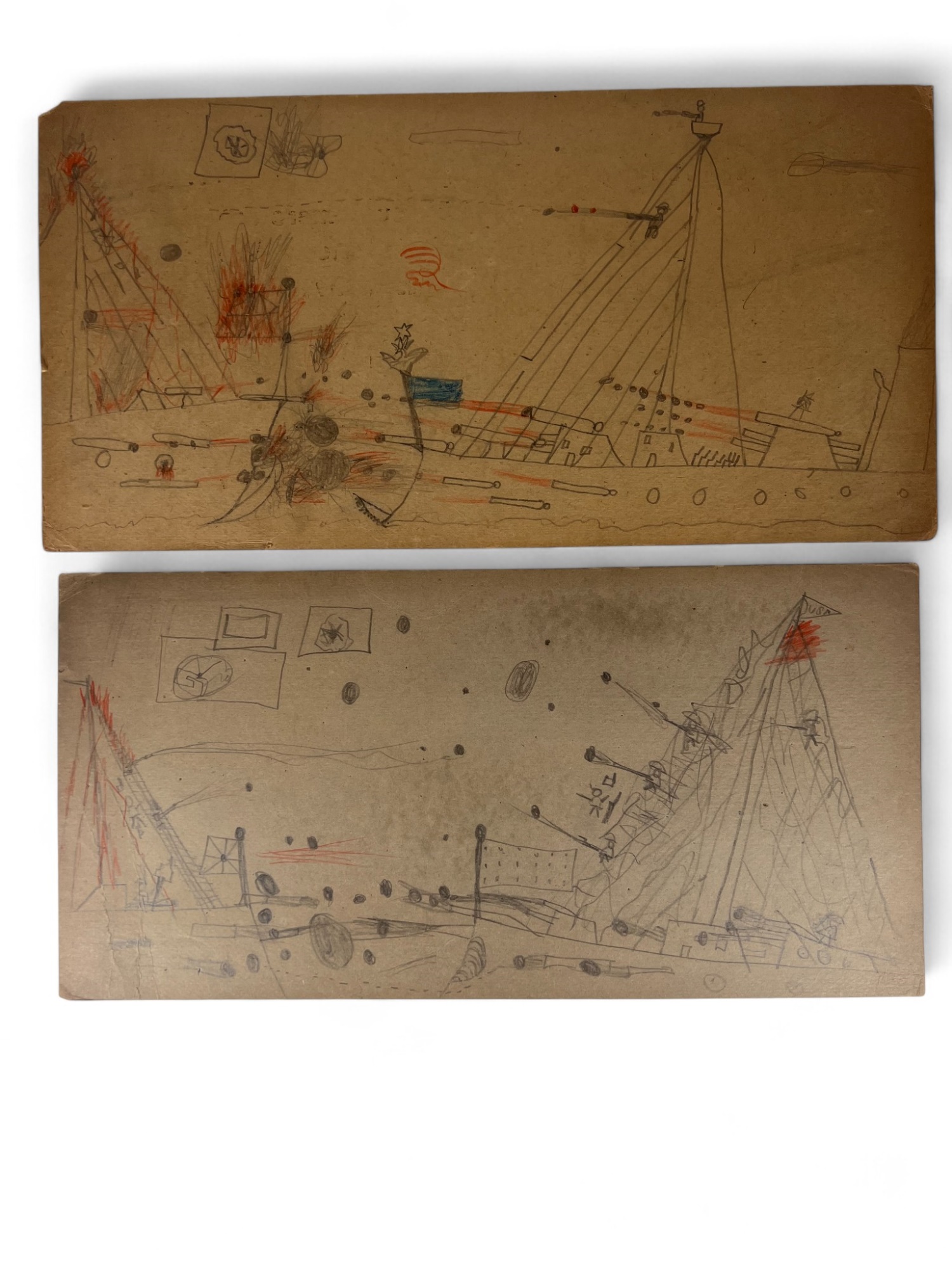 (21) VINTAGE SCHOOL CHILD US SHIP DRAWINGS #61738 | Auctionninja.com
