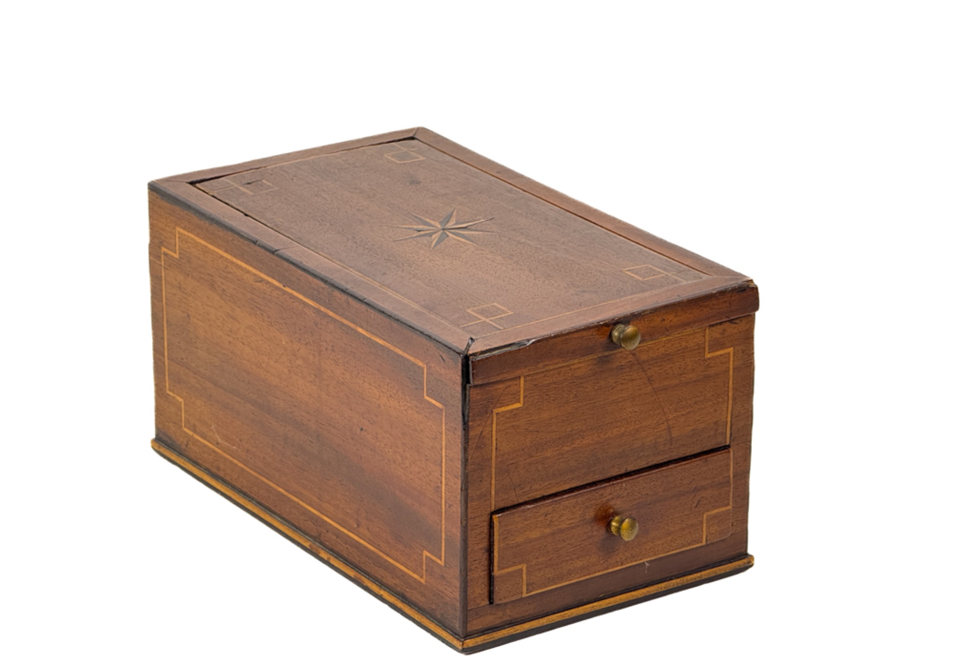 (19th c) SAILOR MADE BOX with INLAID COMPASS ROSE #61952 | Auctionninja.com