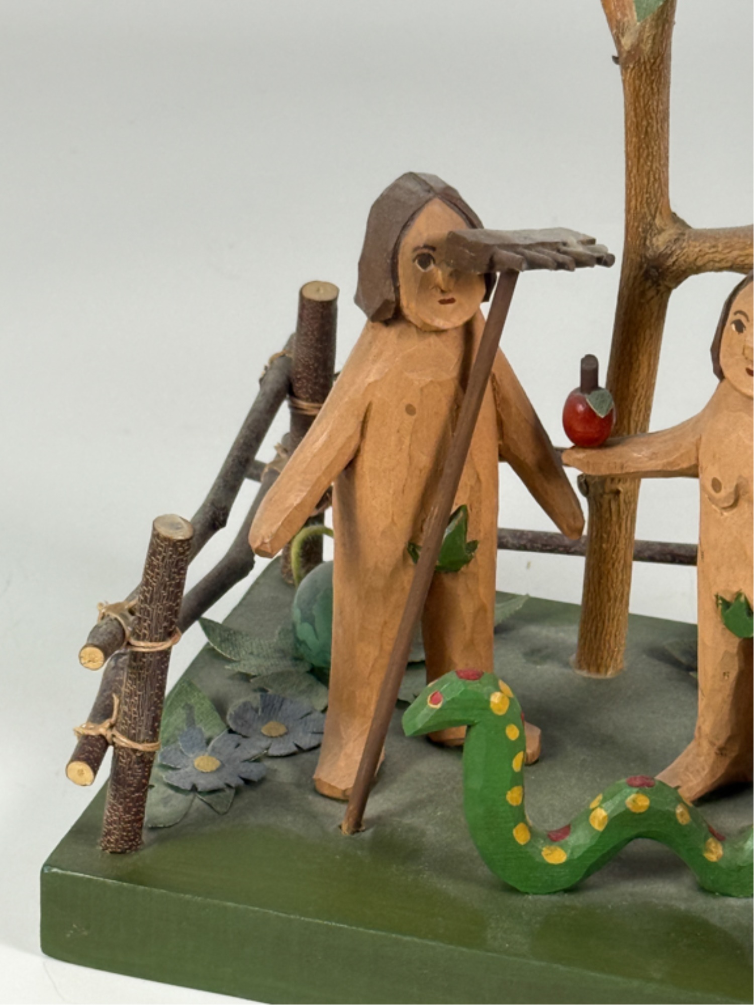 JULIET SQUIRE CARVED & PAINTED FOLK ART ADAM & EVE #62380 ...