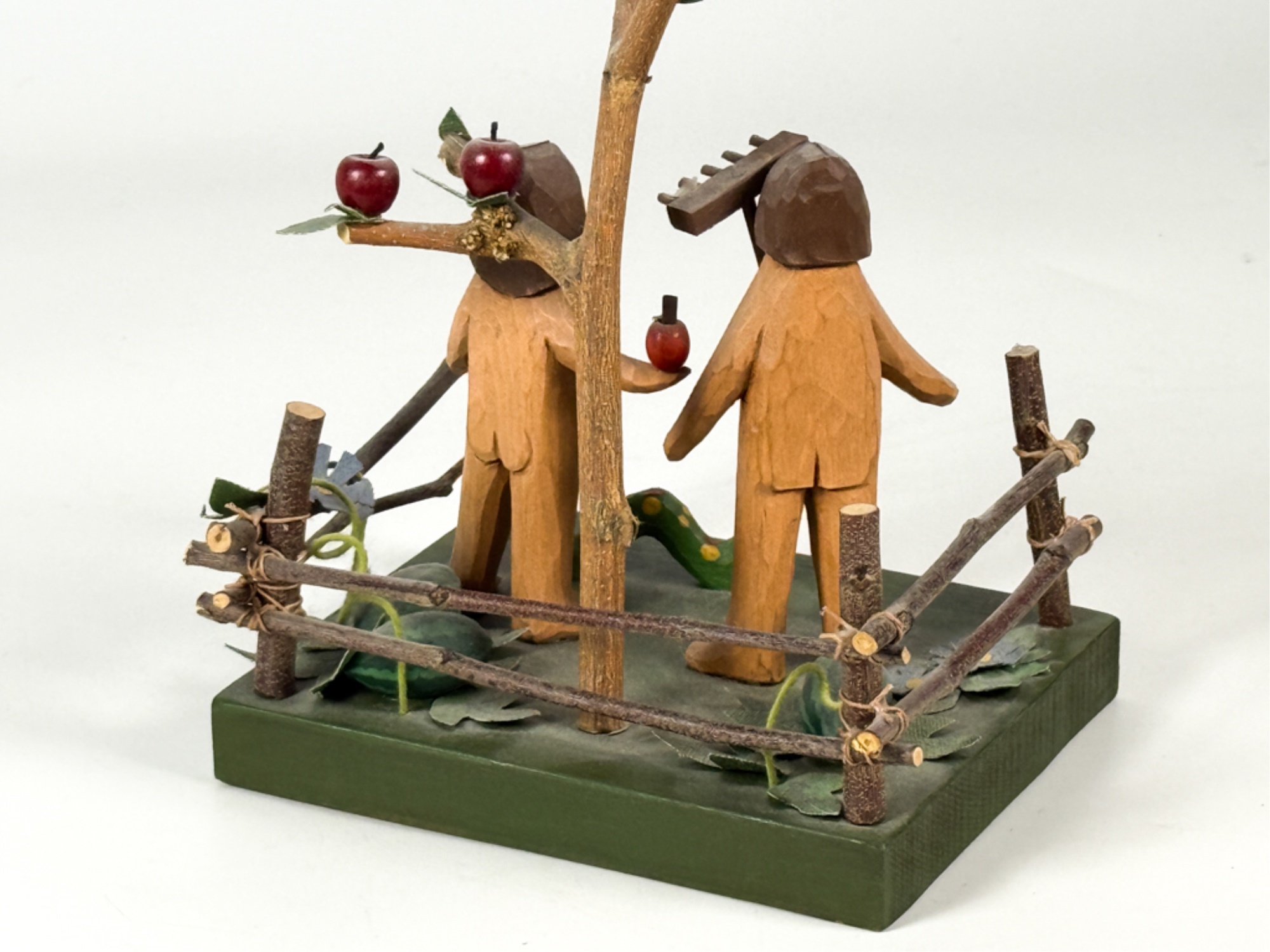 JULIET SQUIRE CARVED & PAINTED FOLK ART ADAM & EVE #62380 ...