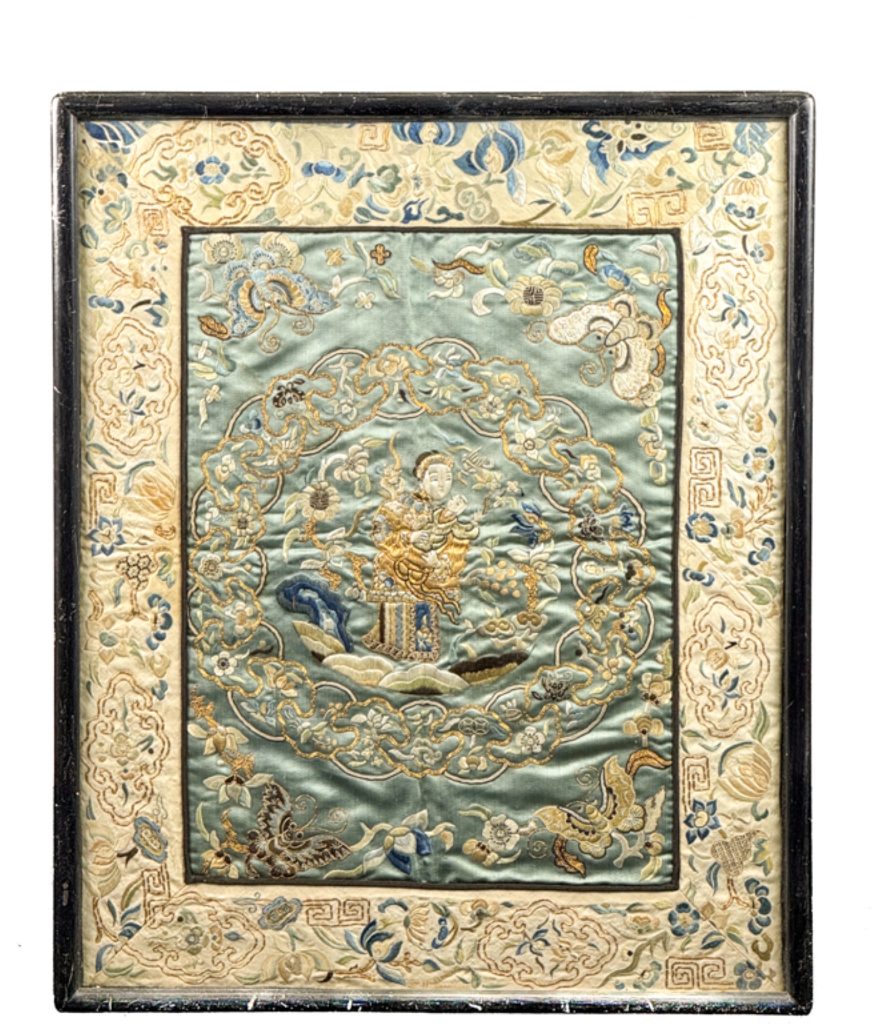 (19th c) CHINESE METALLIC THREAD SILK EMBROIDERY #62458 | Auctionninja.com