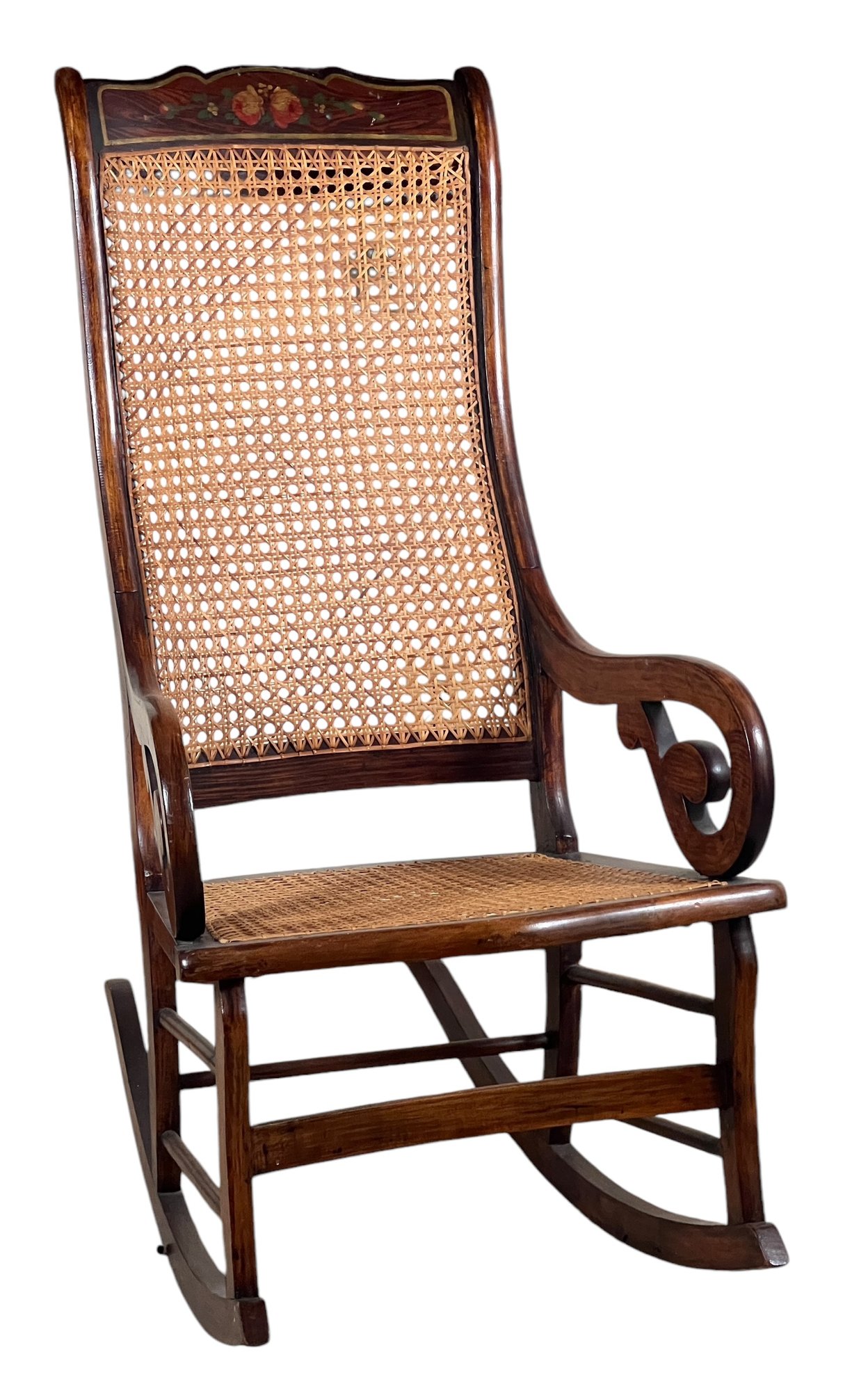VICTORIAN CANE BACK ROCKING CHAIR With PAINTED CRE #45644 ...