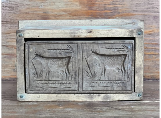 LARGE (19th c) DOUBLE BUTTER MOLD with COWS #59142 | Auctionninja.com