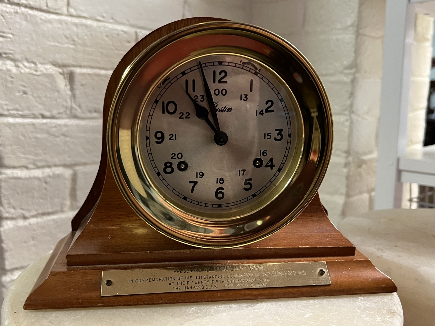 BOSTON BRASS SHIP'S BELL SHELF CLOCK #46441 | Auctionninja.com