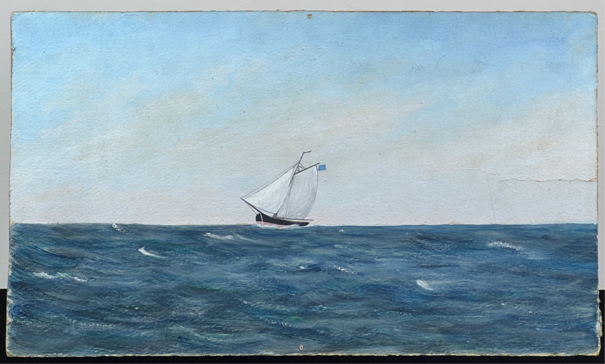 SIGNED WATERCOLOR OF A SLOOP AT SEA #46679 | Auctionninja.com