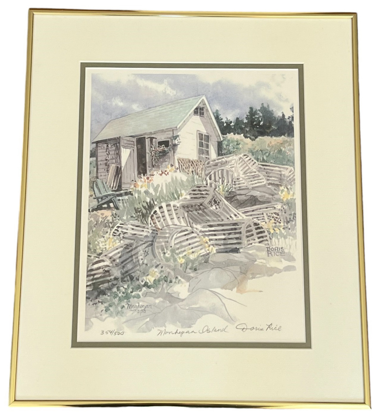 DORIS RICE "MONHEGAN TRAP" PENCIL SIGNED PRINT #47141 | Auctionninja.com
