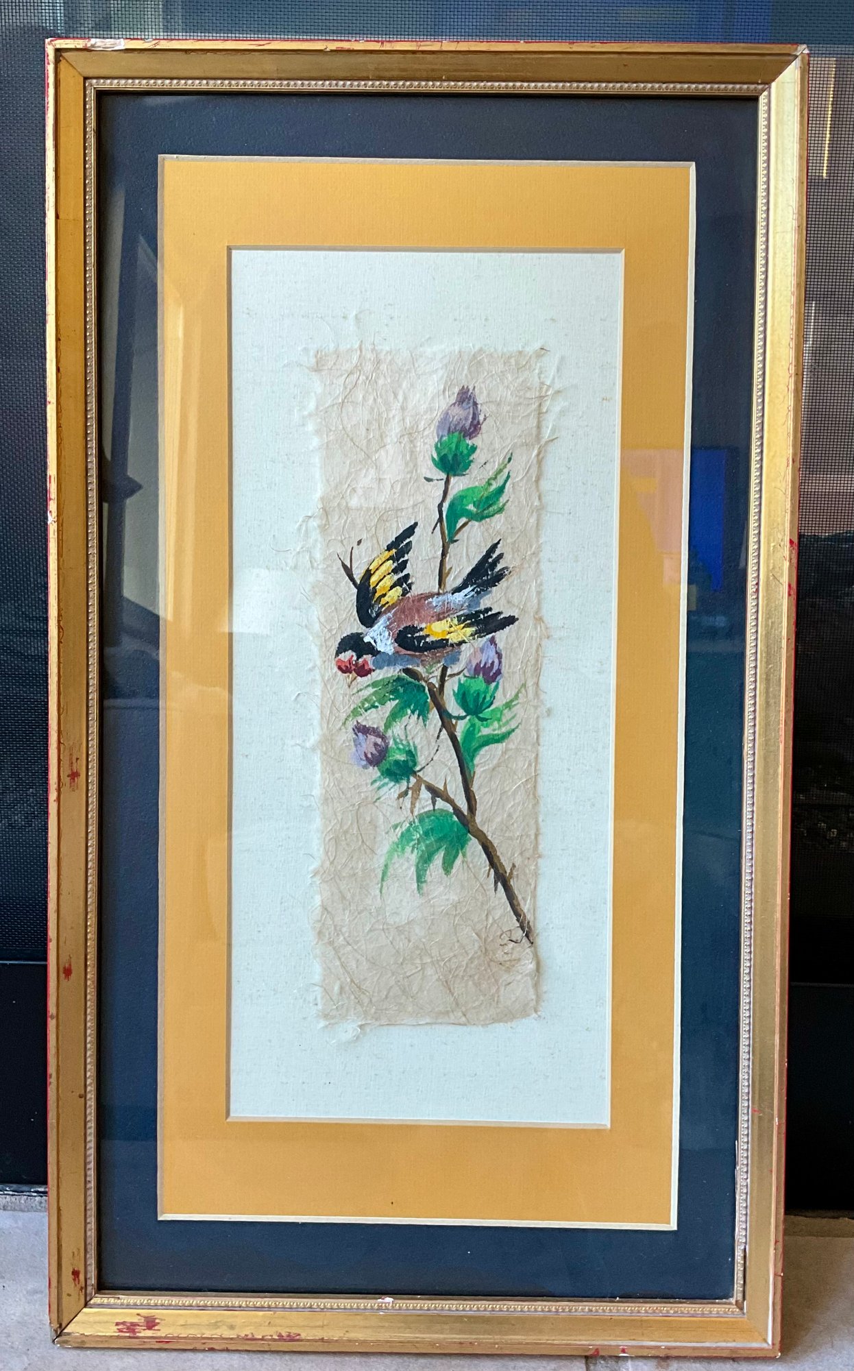 Hand Painted Bird On Paper 13 X 23 Inches #1313 | Auctionninja.com