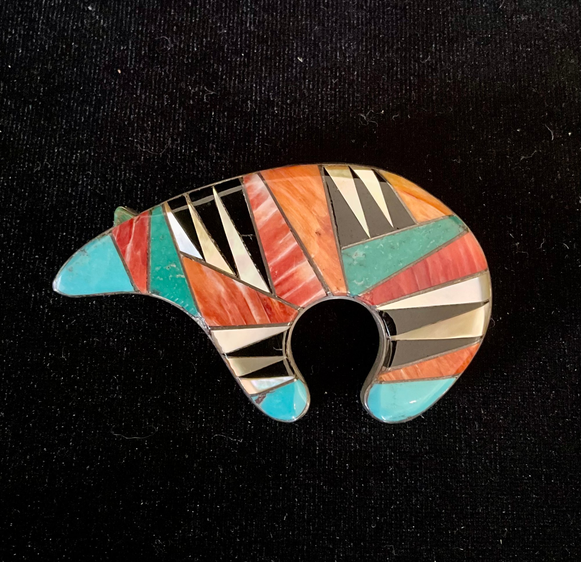 Zuni Inlaid Bear Pin/pendant By Earl Lee #2540 | Auctionninja.com