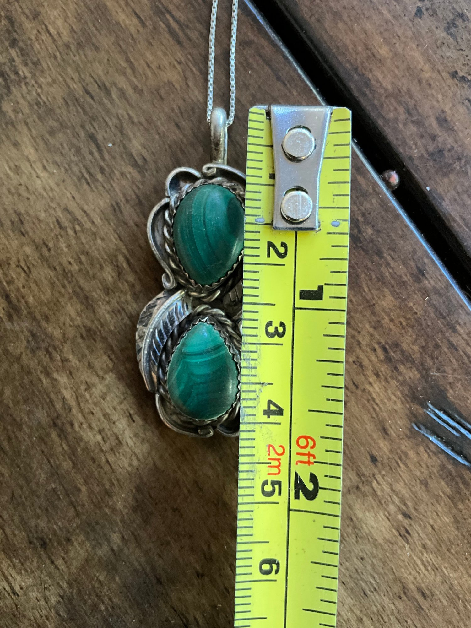 Sterling And Malachite Native American Pendant On Sterling Chain #7409 ...