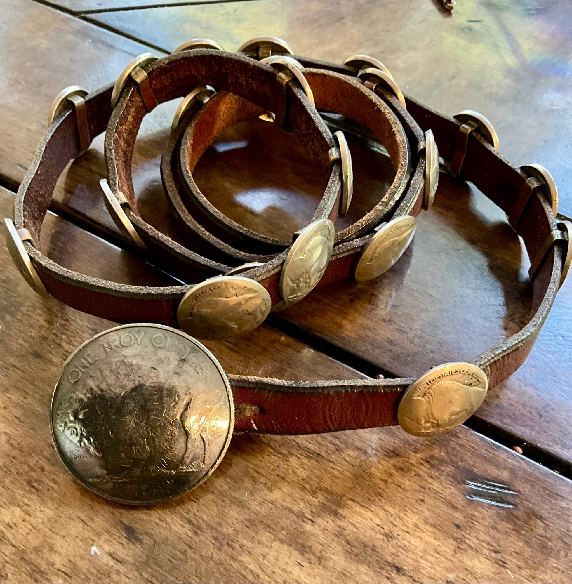 Old Coin Concho Belt With Buffalo Nickels And One Troy Ounce Silver ...