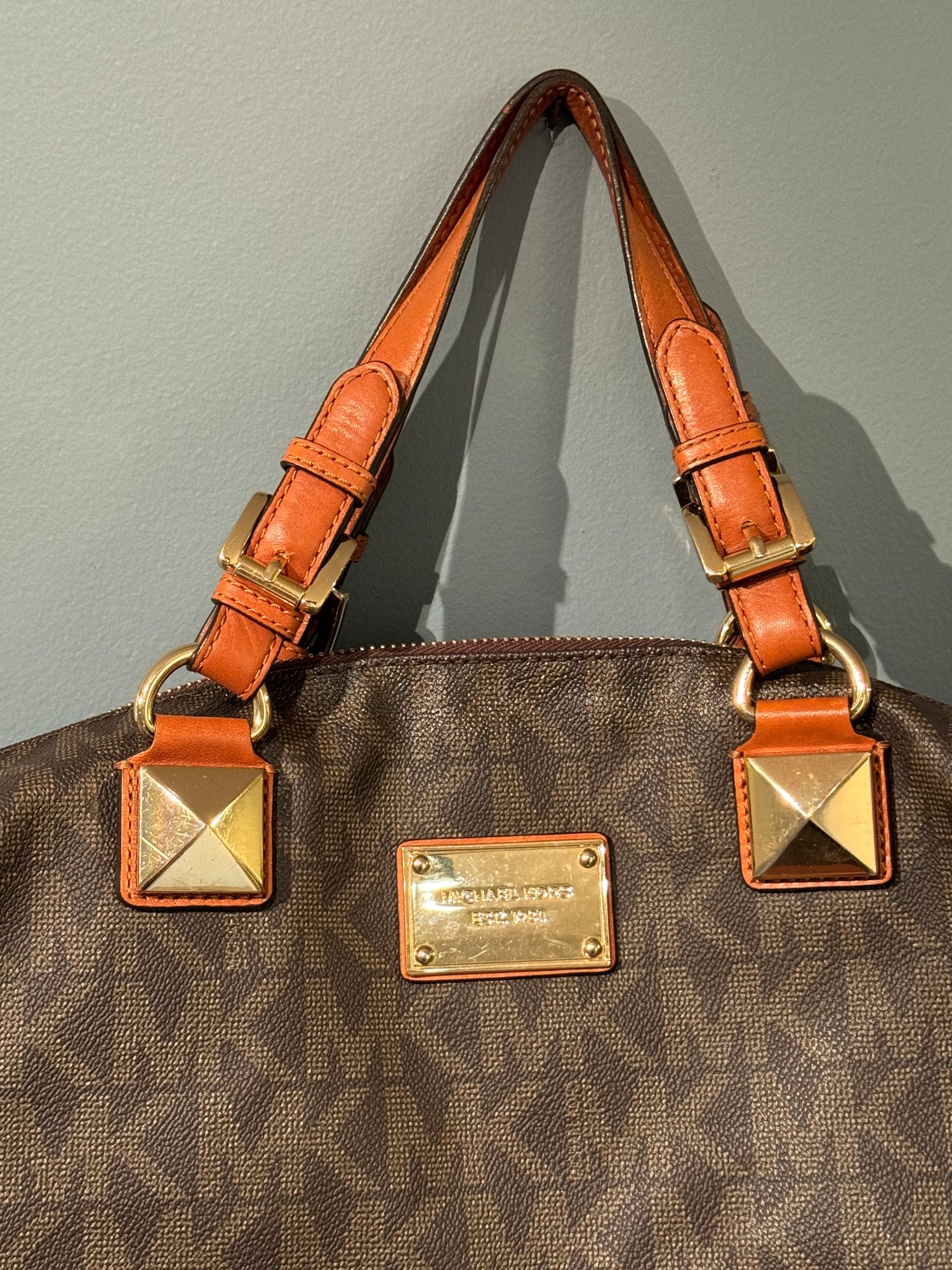 Michael Kors Coated Canvas Leather Trimmed Weekender Duffle Bag #1618 ...