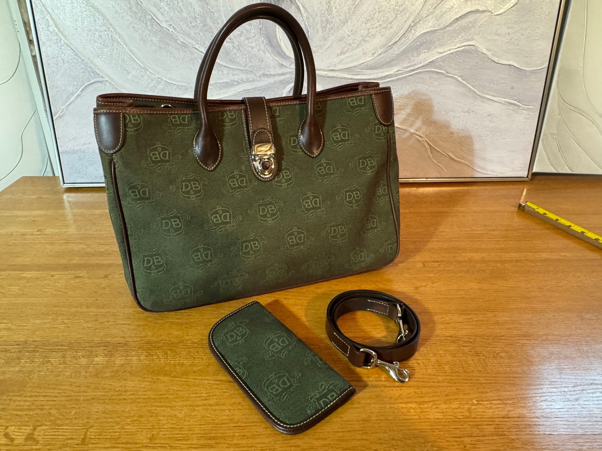 Dooney And Bourke Monogrammed Double Handled Tote With Accessory Pouch ...