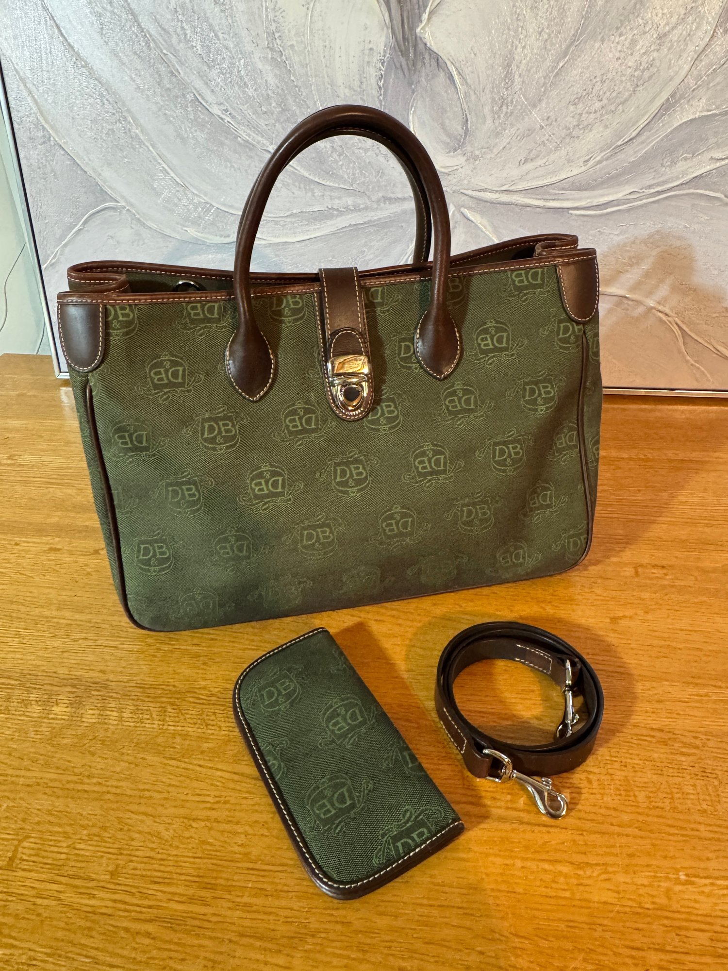 Dooney And Bourke Monogrammed Double Handled Tote With Accessory Pouch ...