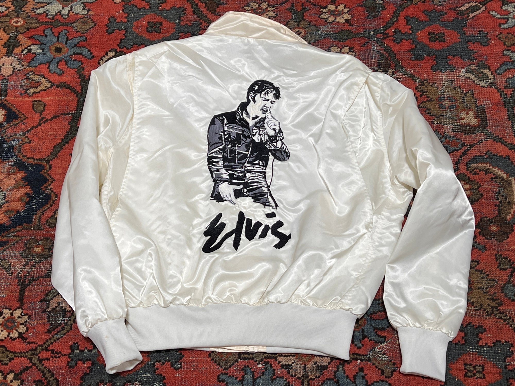 Vintage Elvis Presley Embroidered Satin Bomber Jacket Graceland ...
