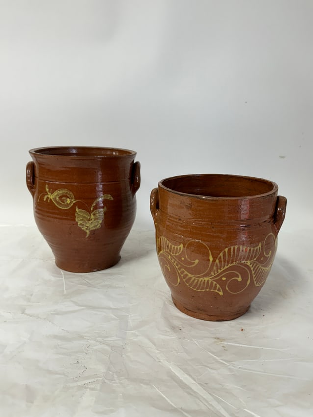 54. Two(2) Redware Pottery Pots #10836 | Auctionninja.com
