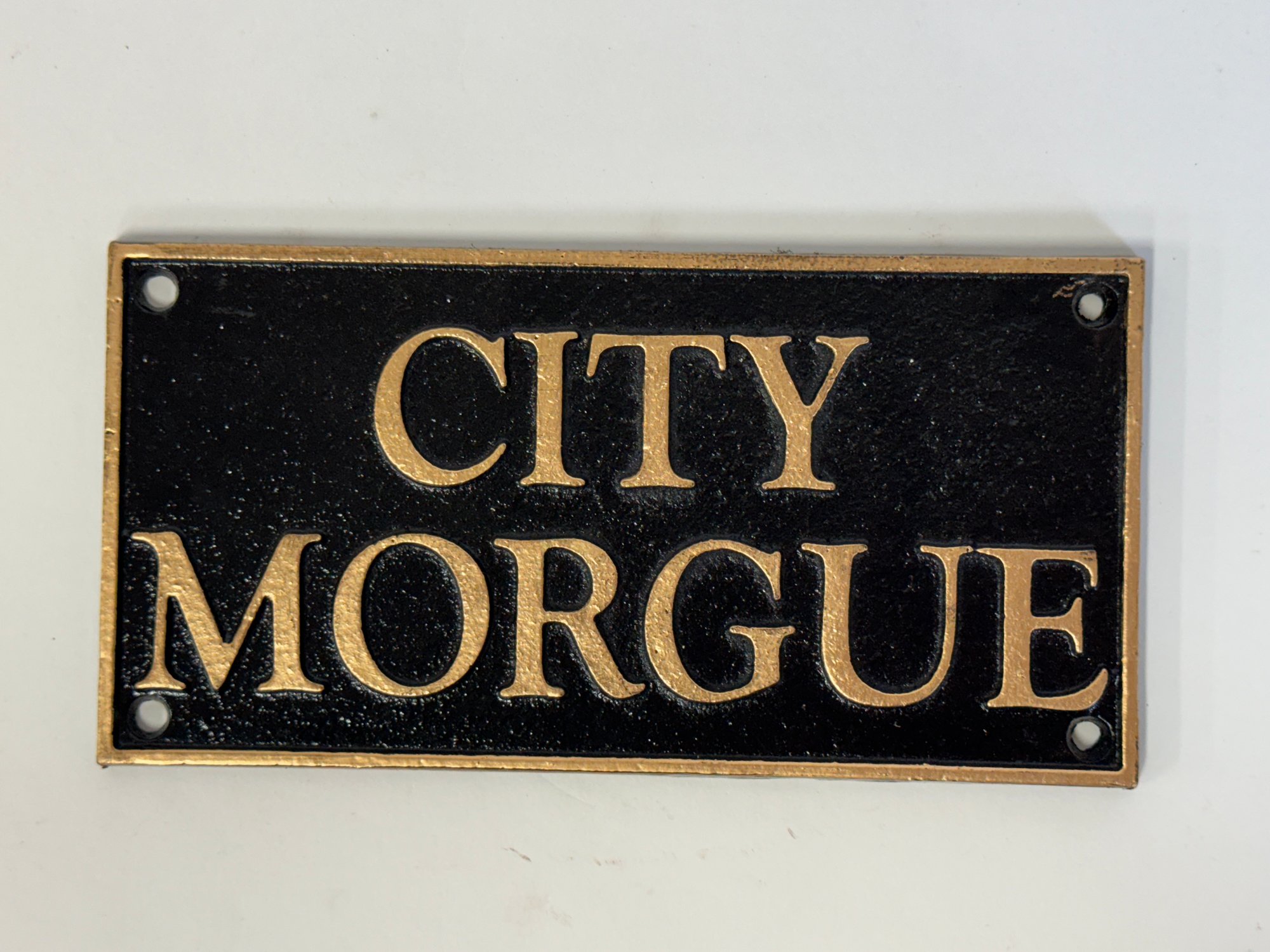 40. Cast Iron City Morgue Sign #9409 | Auctionninja.com