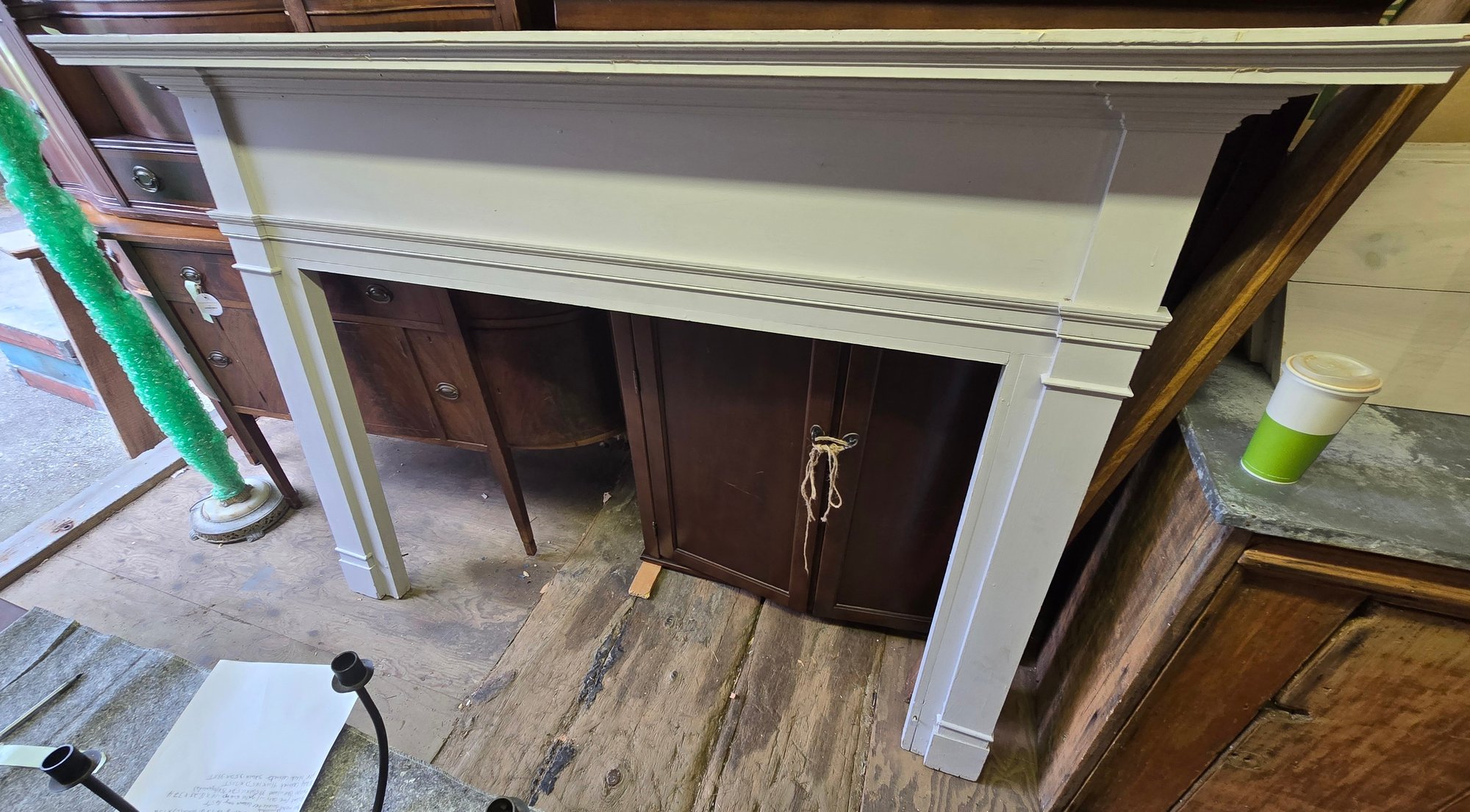 Painted Wood Fireplace Mantel Surround Vintage Architectural Salvage As ...