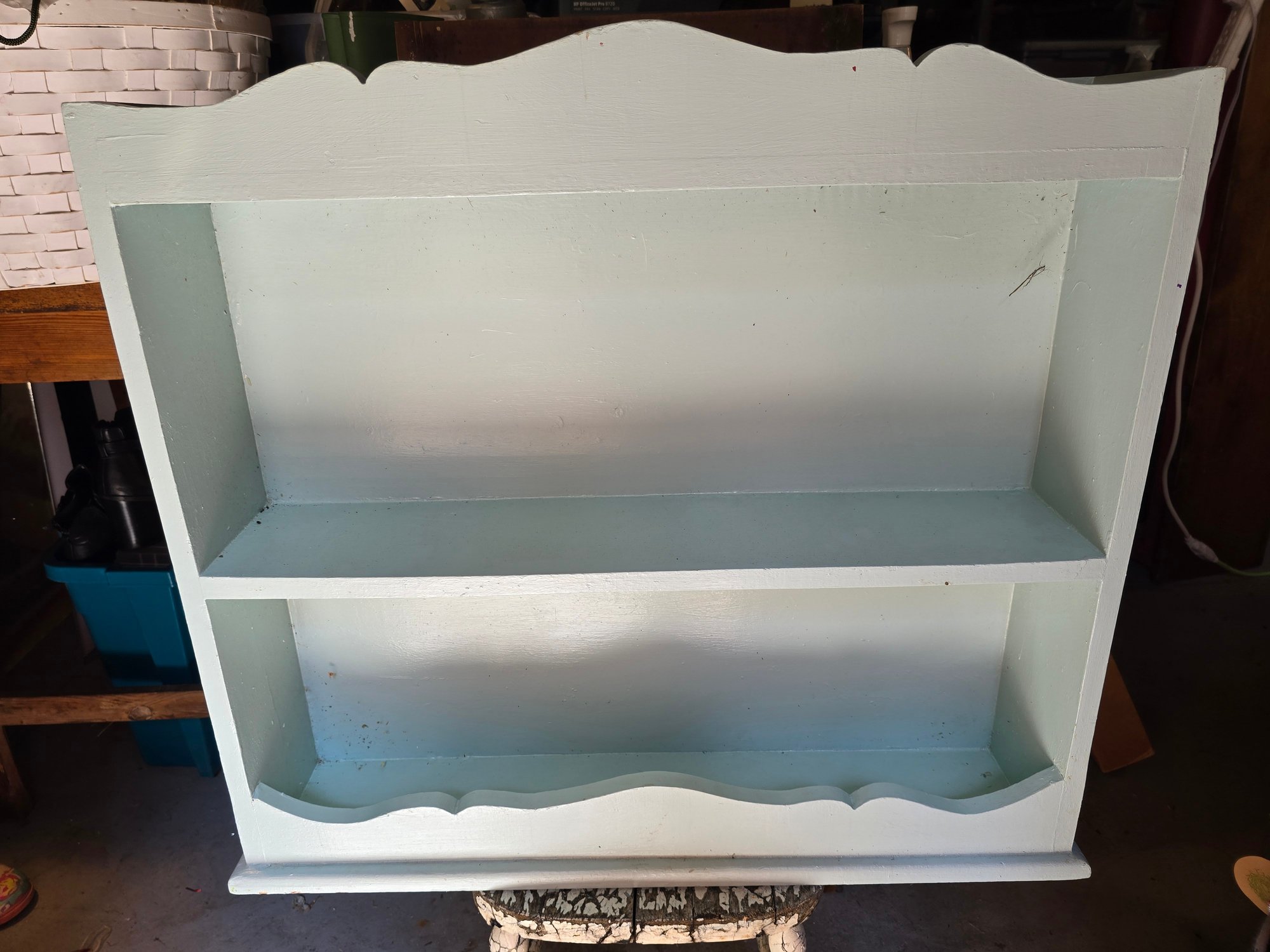 Vintage Painted Wood Wall Shelf Scalloped Edges, Cottagecore Display ...