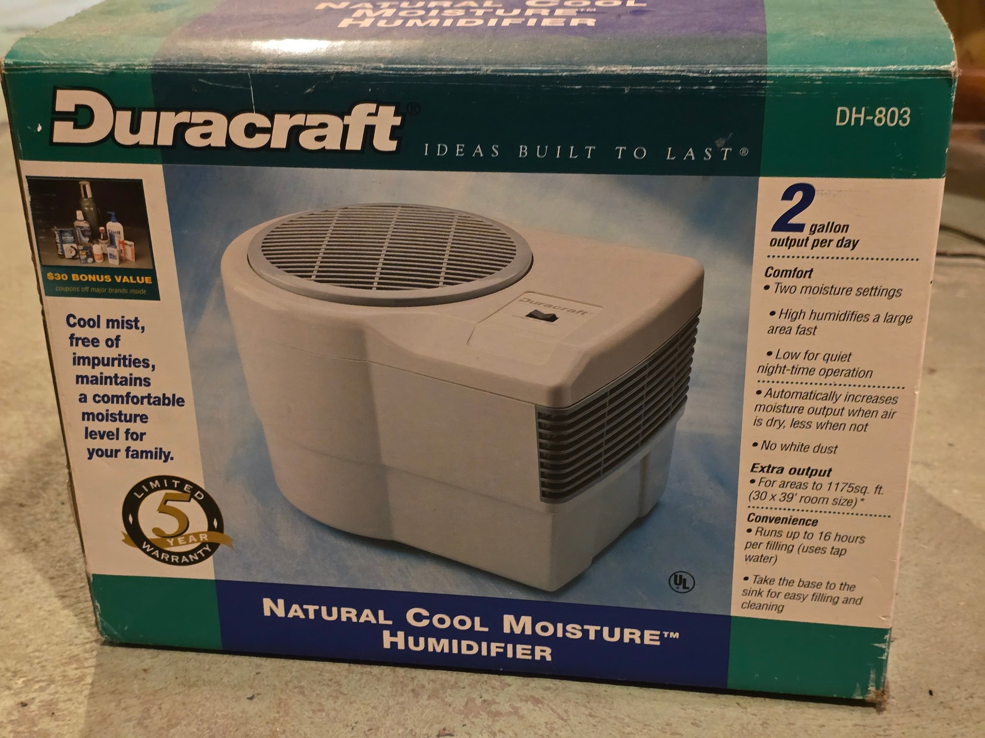 Duracraft Cool Mist Humidifier With Box & Extra Filters. Untested #3859 ...