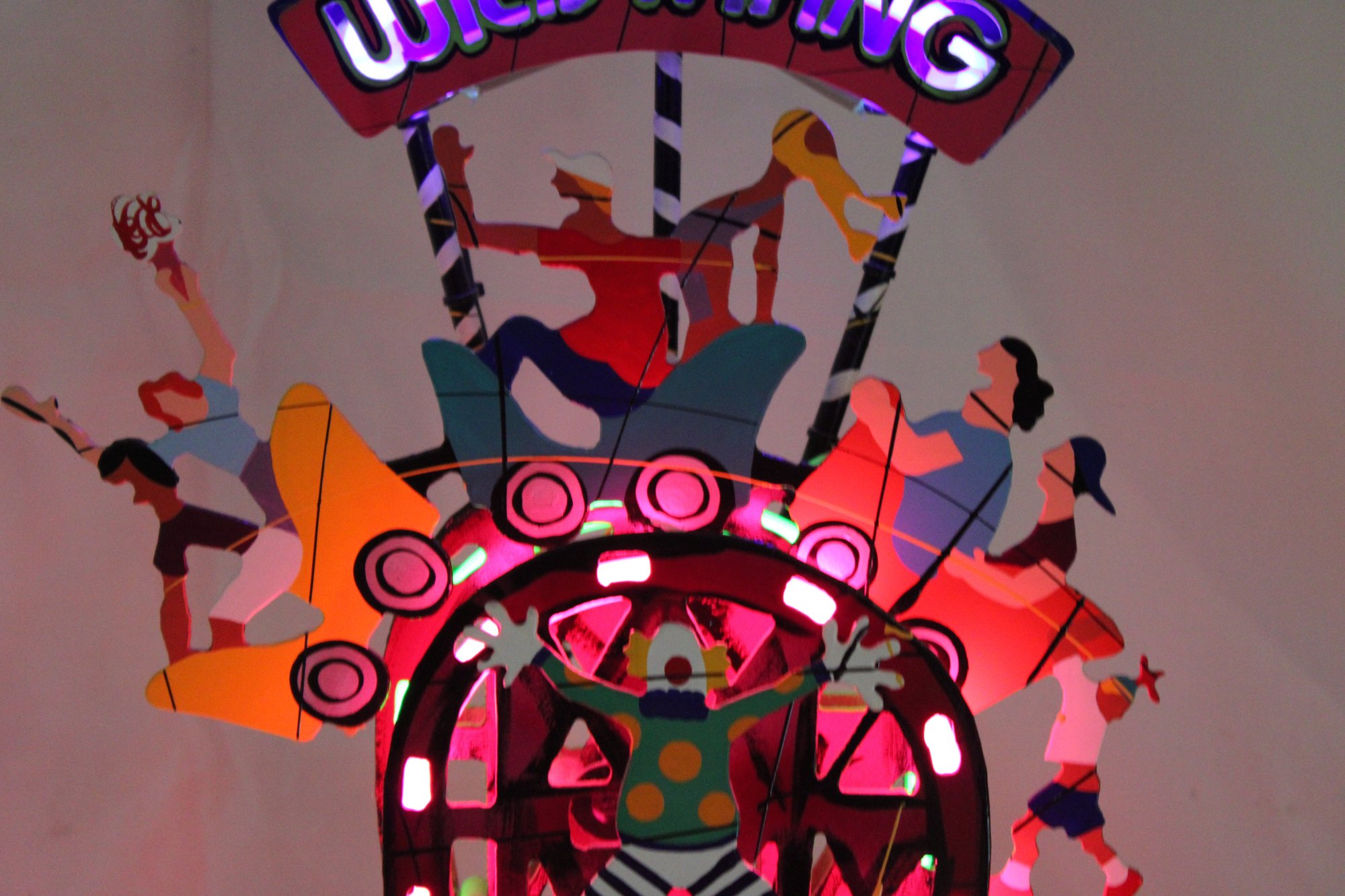 Frederick Prescott Kinetic Steel Sculpture Wild Thang W/ Neon Lights ...