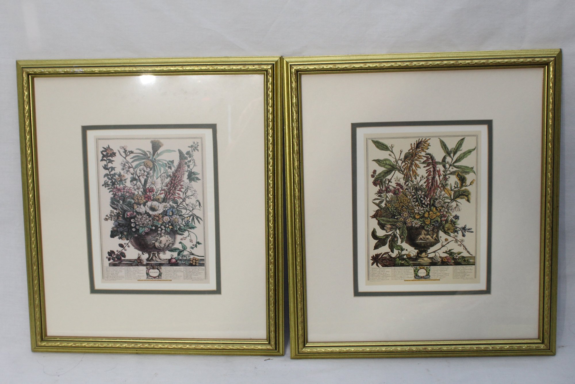 Vintage Robert Furber 12 Months Of Flowers Framed January & February ...