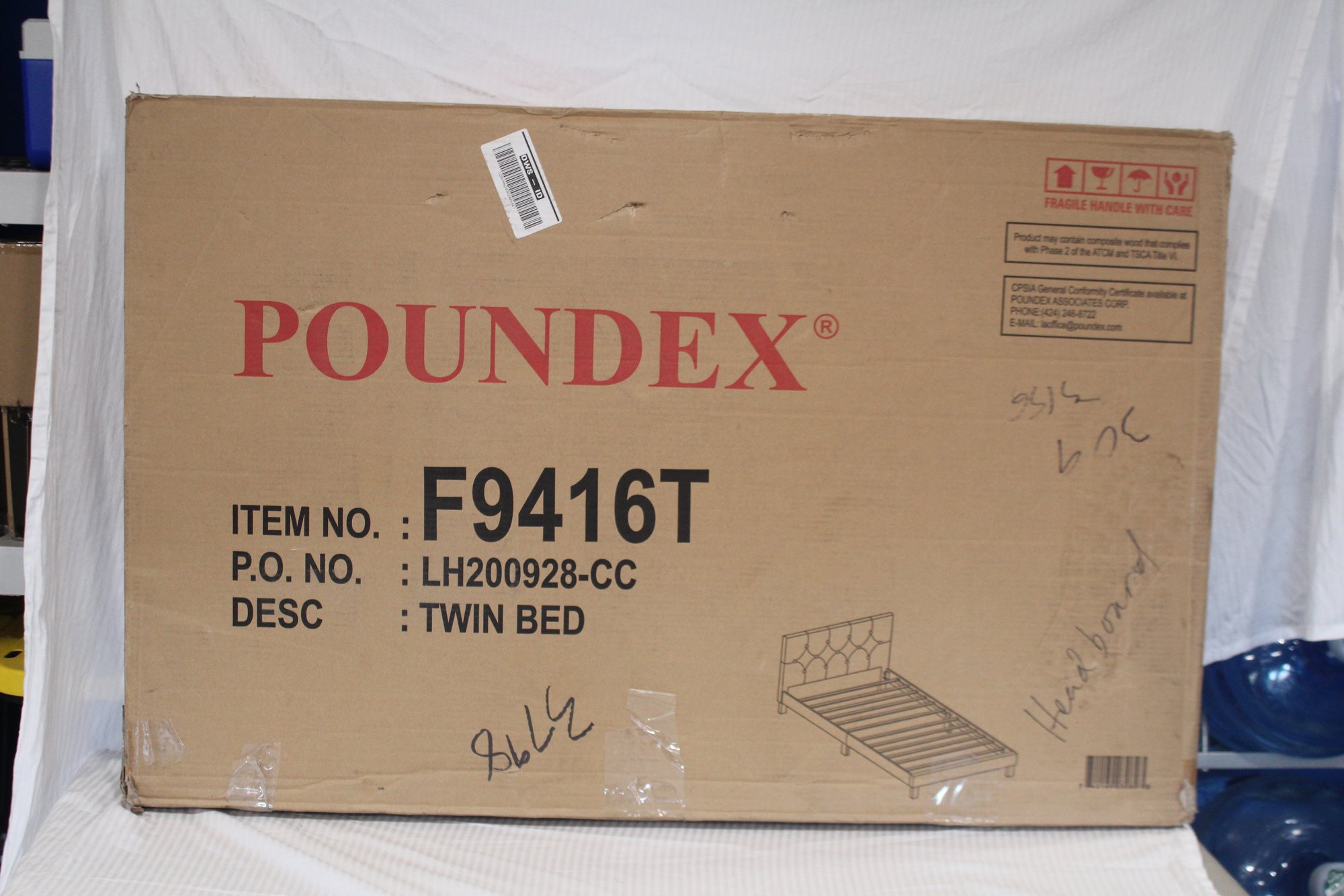 NEW IN BOX Poundex F9416T Twin Bed Headboard White (E-38) #40789 ...