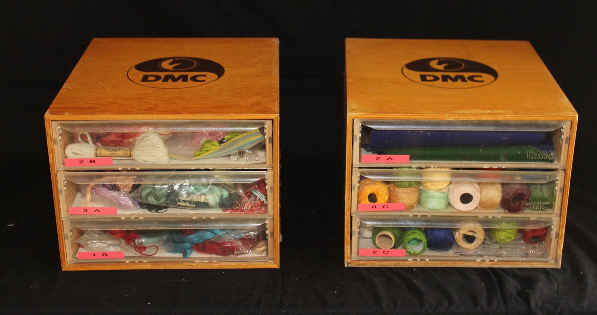 DMC Embroidery Floss Thread Wooden 3 Drawer Storage Boxes. FULL Of ...