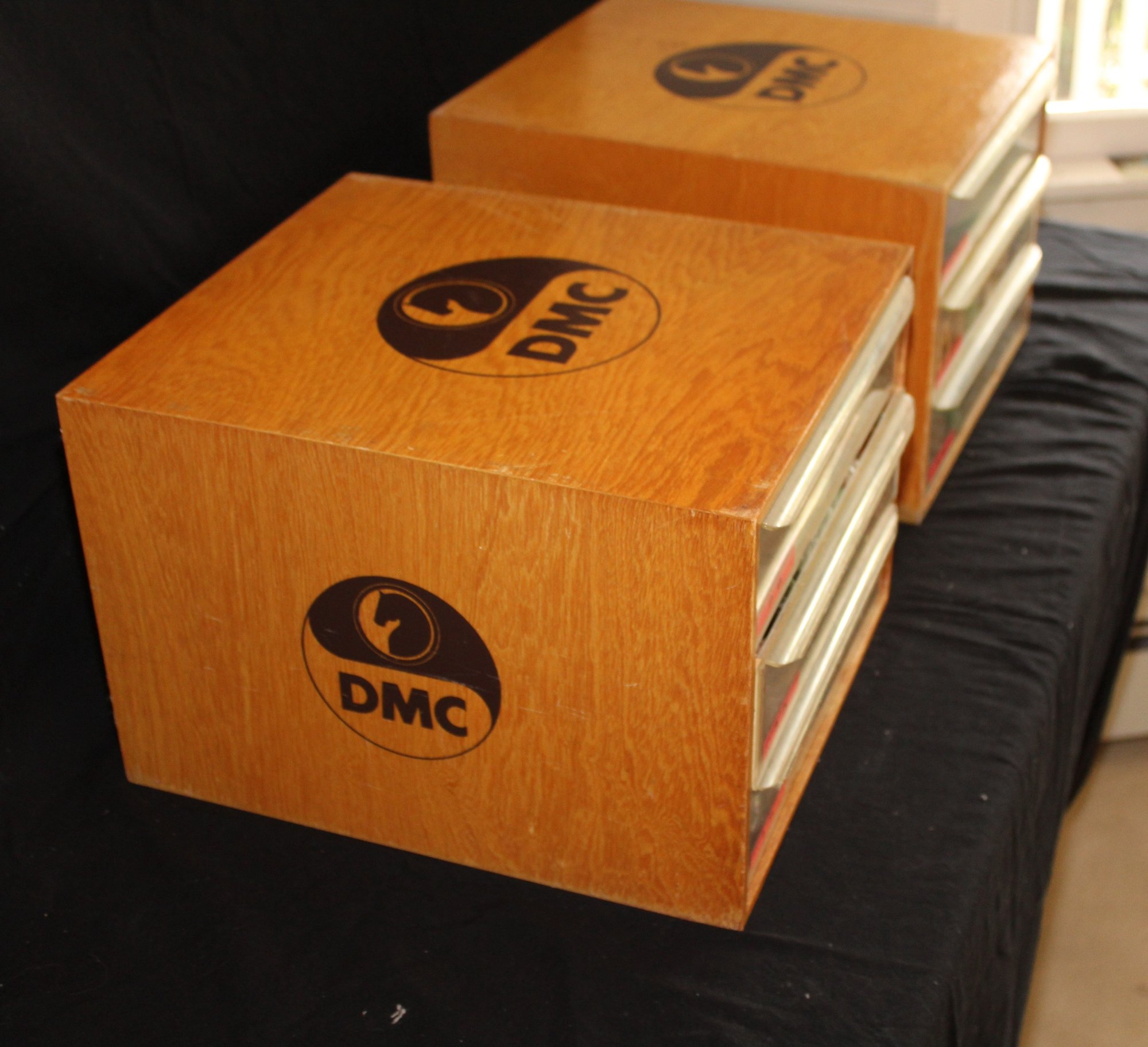 DMC Embroidery Floss Thread Wooden 3 Drawer Storage Boxes. FULL Of Great Stuff!!! (F-10) #45868 ...