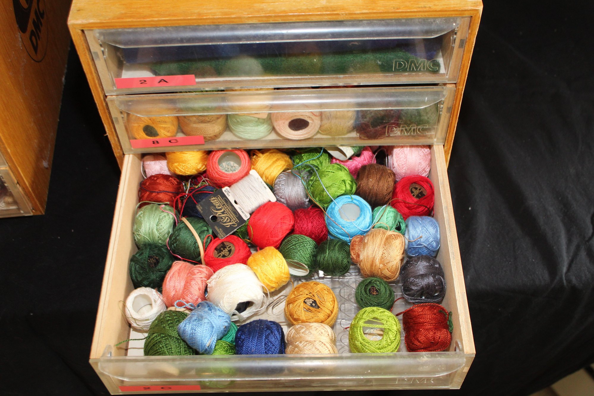DMC Embroidery Floss Thread Wooden 3 Drawer Storage Boxes. FULL Of ...