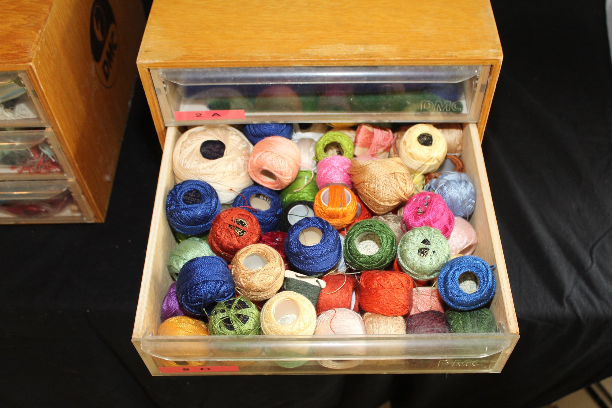DMC Embroidery Floss Thread Wooden 3 Drawer Storage Boxes. FULL Of ...