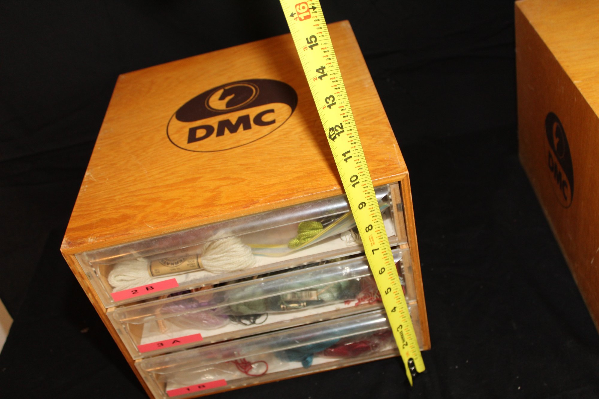 DMC Embroidery Floss Thread Wooden 3 Drawer Storage Boxes. FULL Of Great Stuff!!! (F-10) #45868 ...