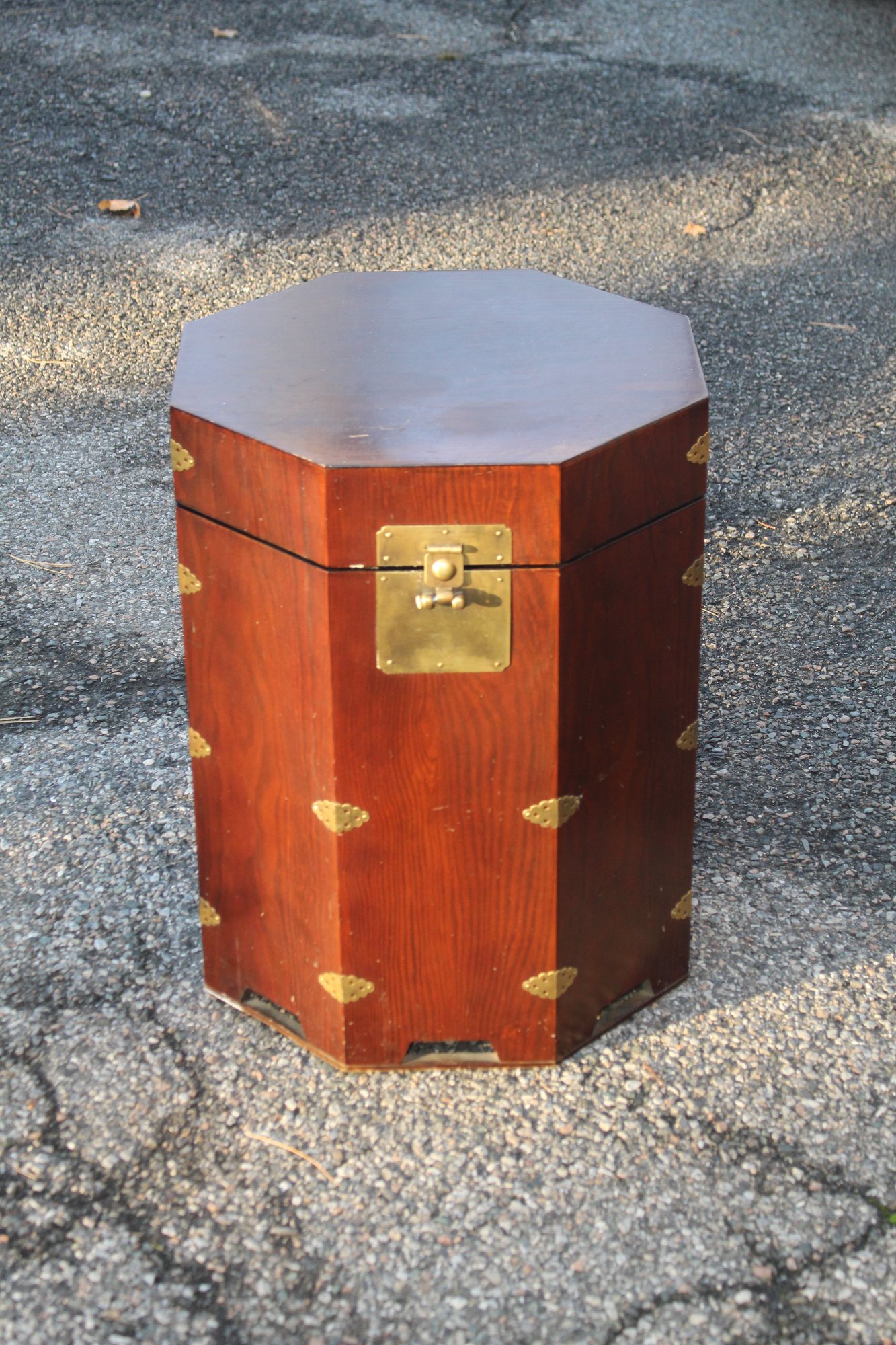 Antique Octagonal Mahogany Brass Antique Campaign Table Box #40879 ...