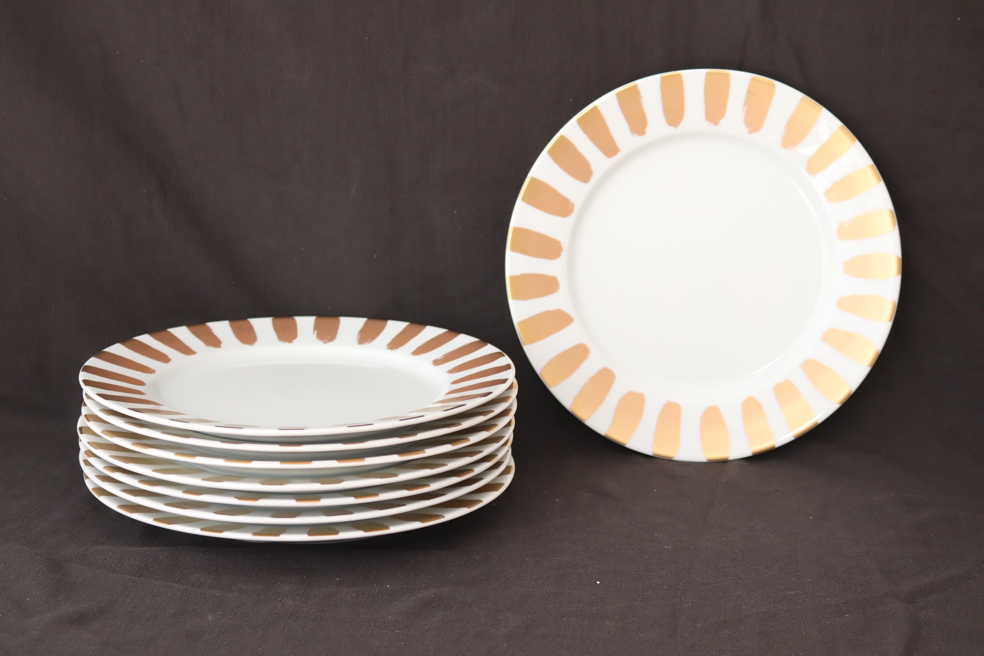 Set Of 8 Apilco Porcelain Dinner Plates Made In France (R-7) #29552 ...