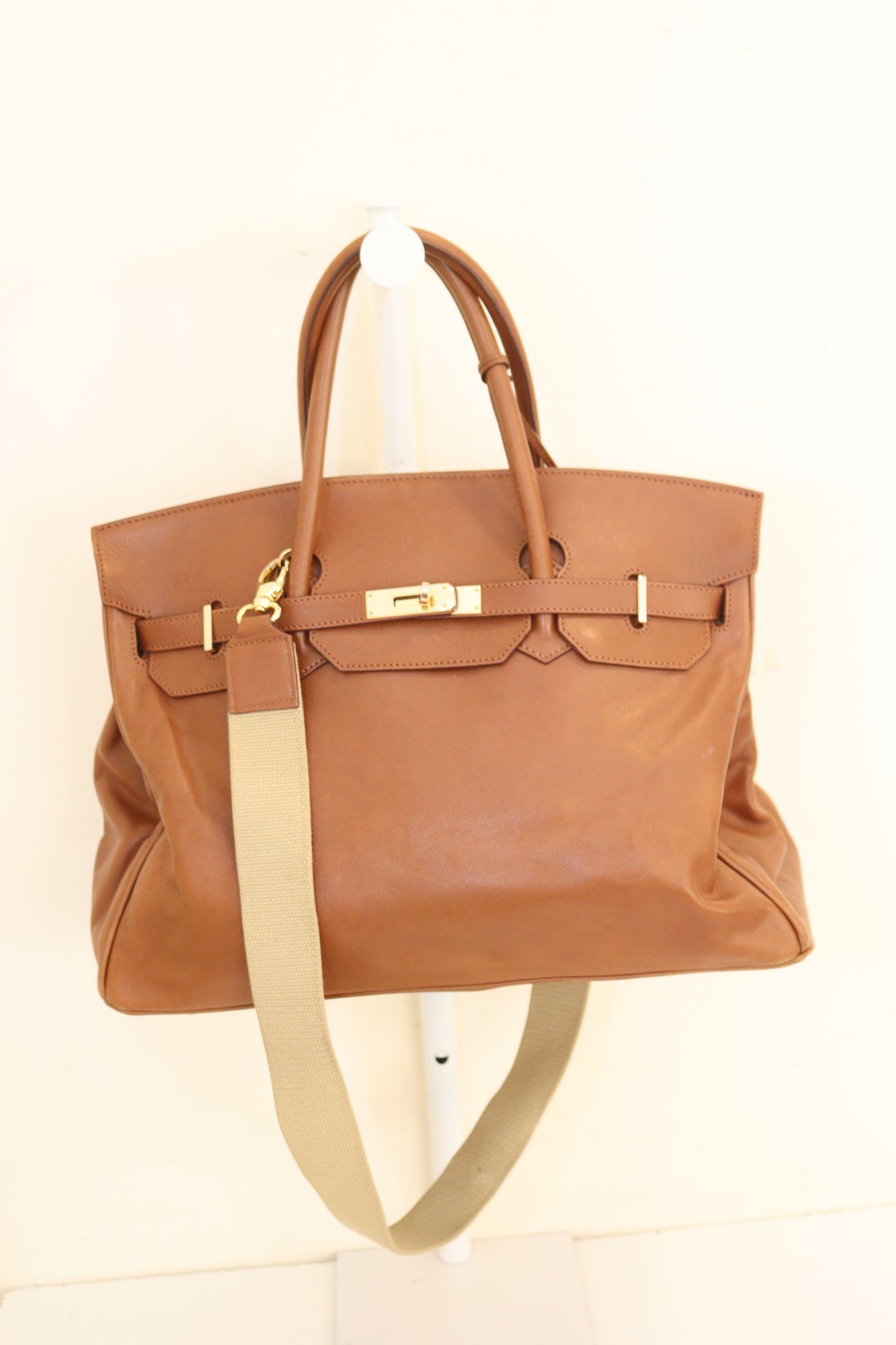 XXI Secolo Leather Birkin Bag Style Handbag With Crossbody Strap (AH-8 ...