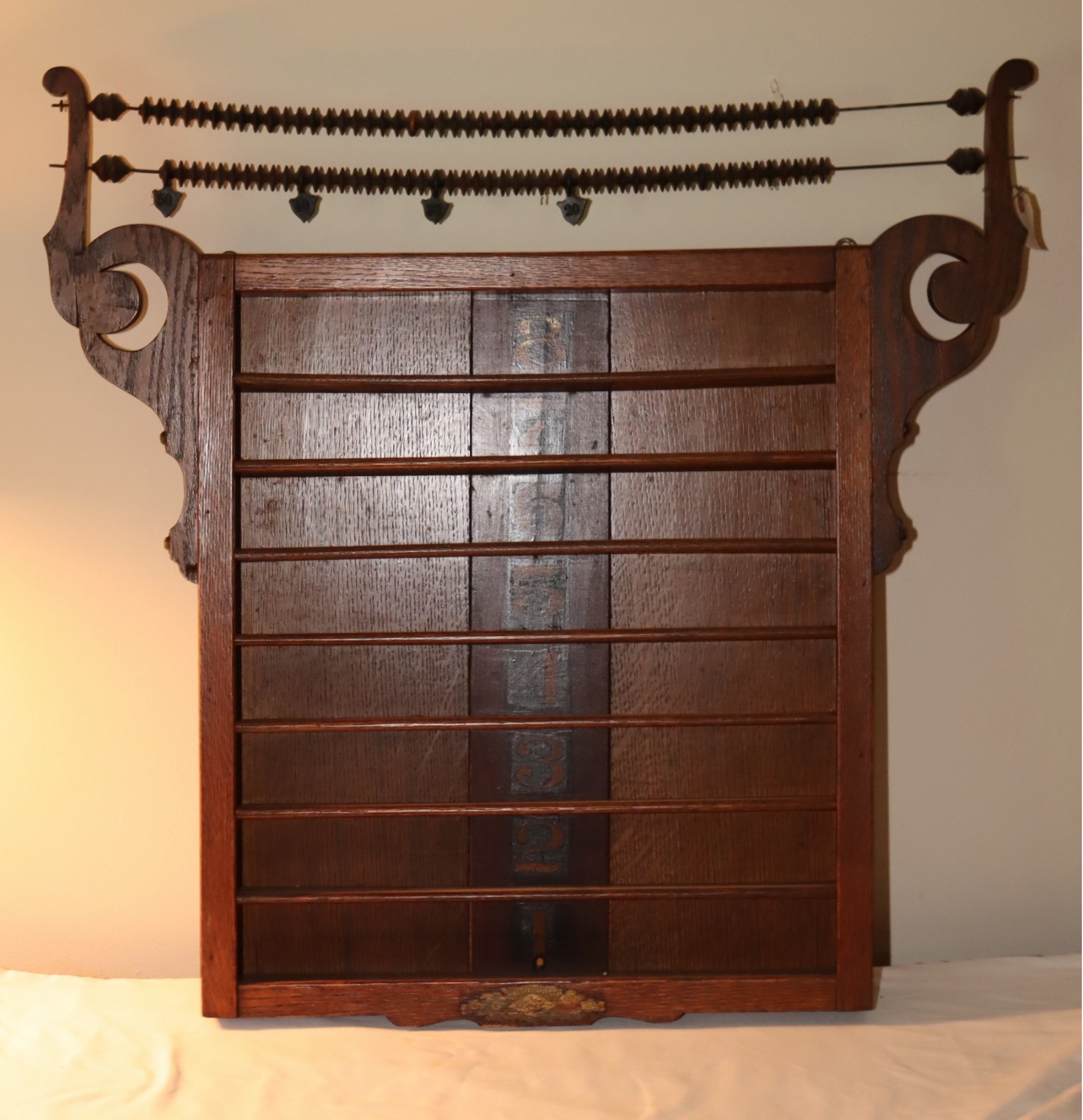 Antique Wallie Dorr Pool & Billiard Co. Wall Mounted Ball Rack With ...