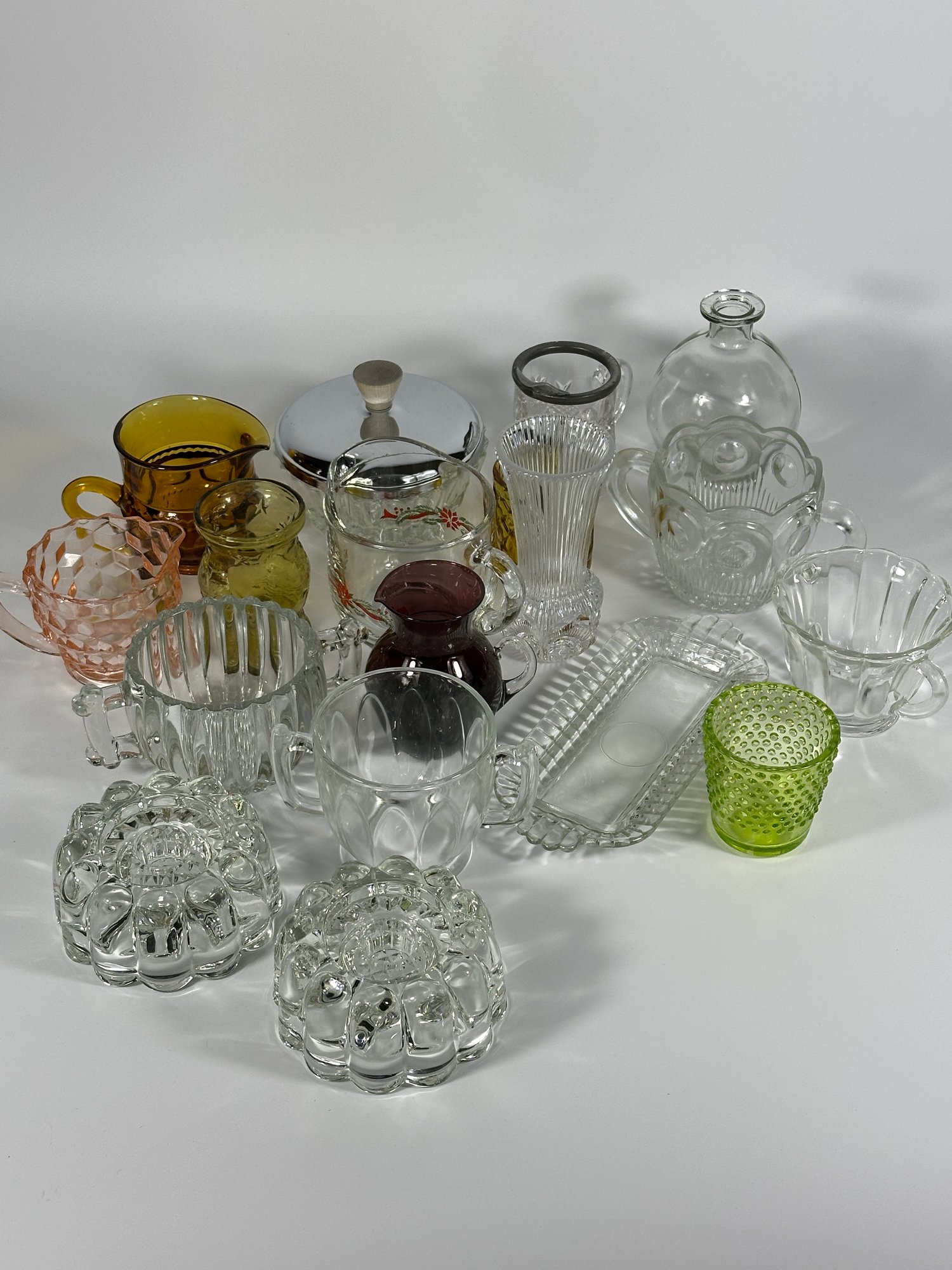 Large Lot Of Various Glass Items - Bud Vase, Creamer & Sugar, And More ...