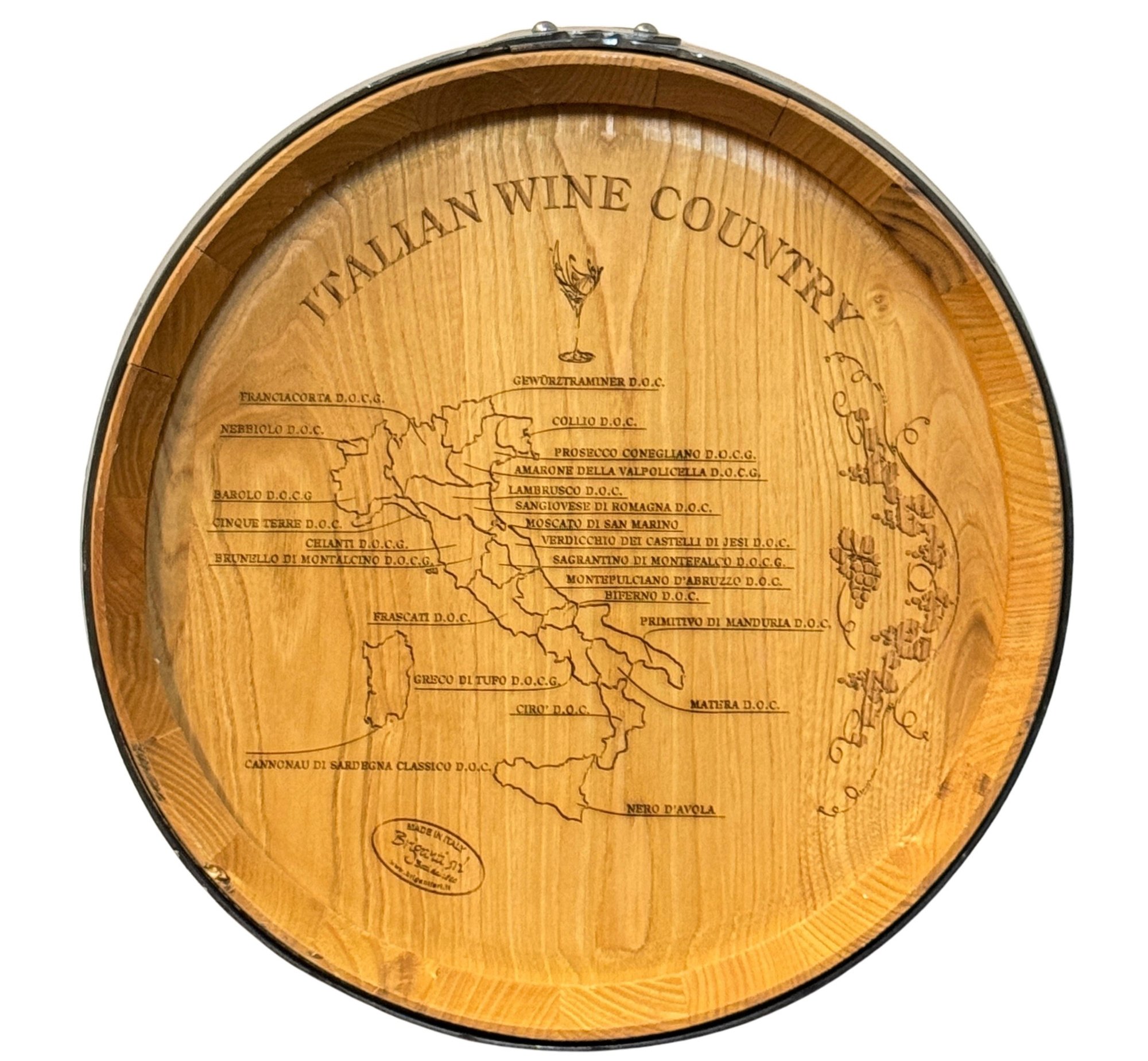 Handmade Italian Wine Barrel Top Decorative Map Of Italian Wine Country ...