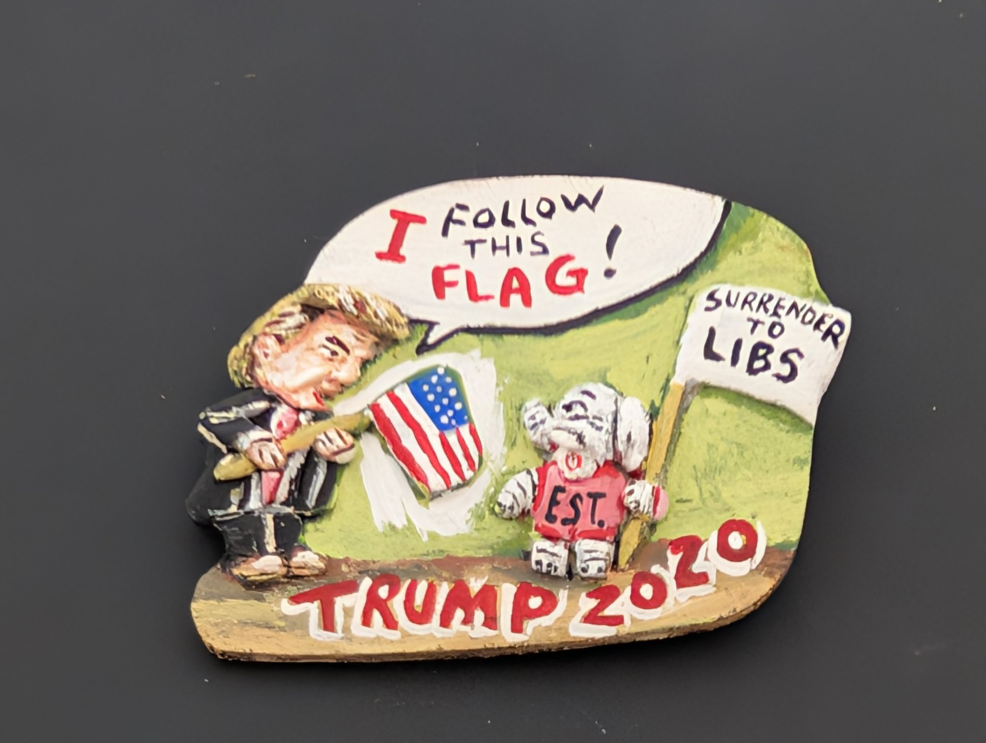 Hand Carved Political Collectible Pin By Deceased Folk Art Artist Alan ...