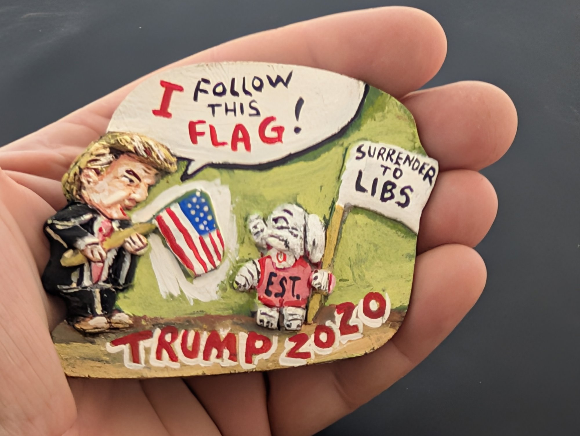 Hand Carved Political Collectible Pin By Deceased Folk Art Artist Alan ...