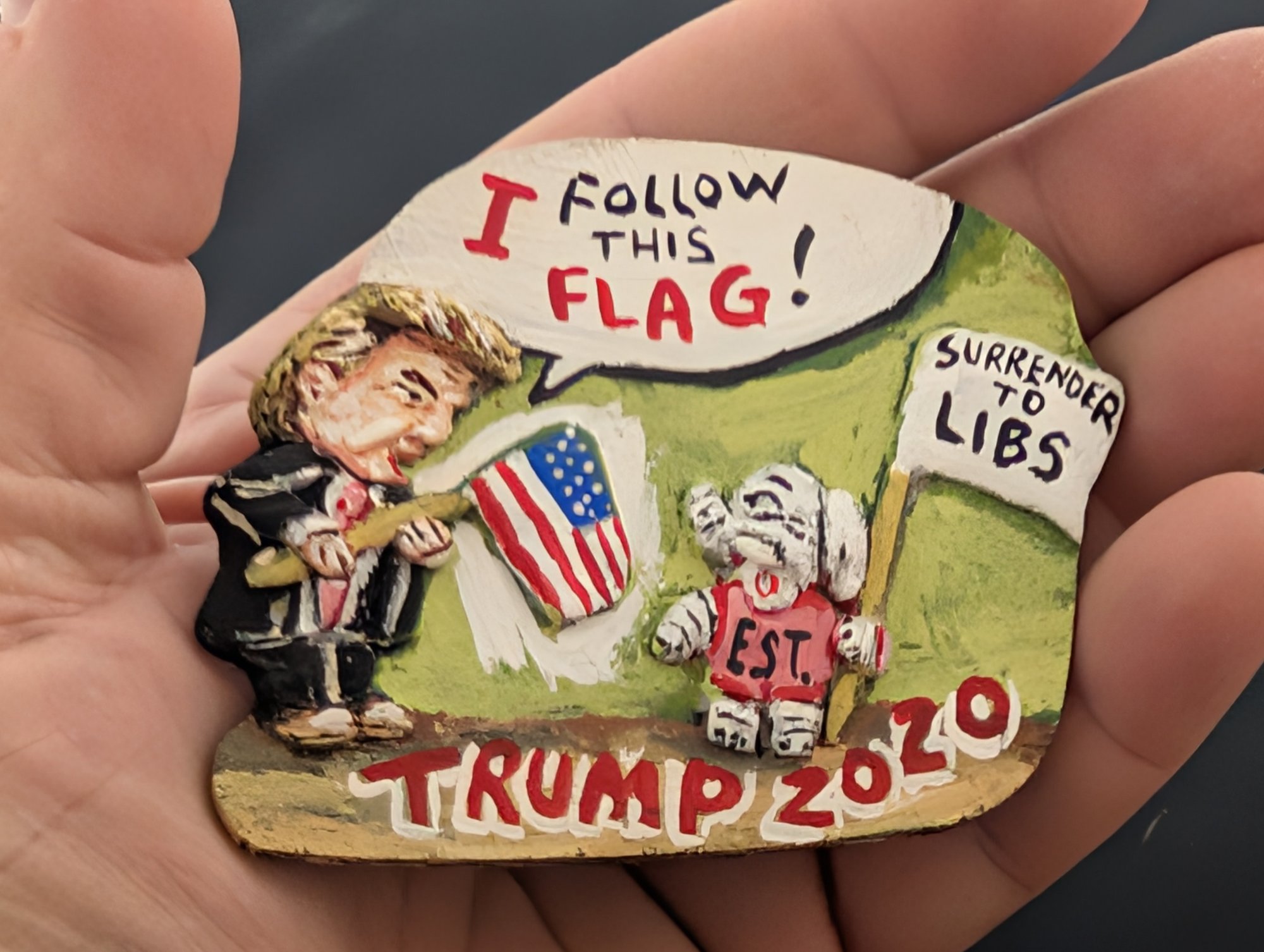 Hand Carved Political Collectible Pin By Deceased Folk Art Artist Alan ...