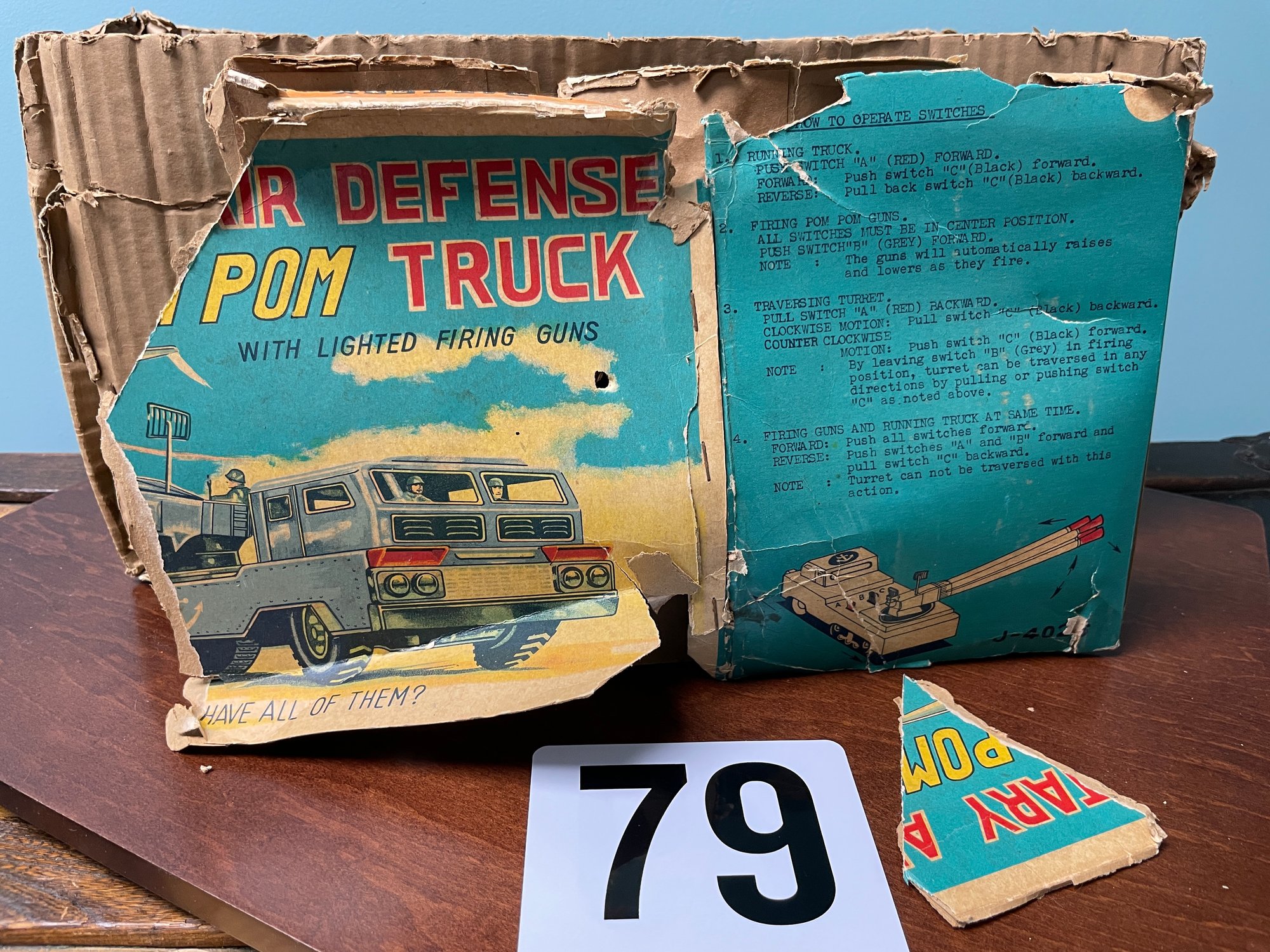 Linemar Military POM POM Air Defense Battery Operated Truck Japan Tin ...