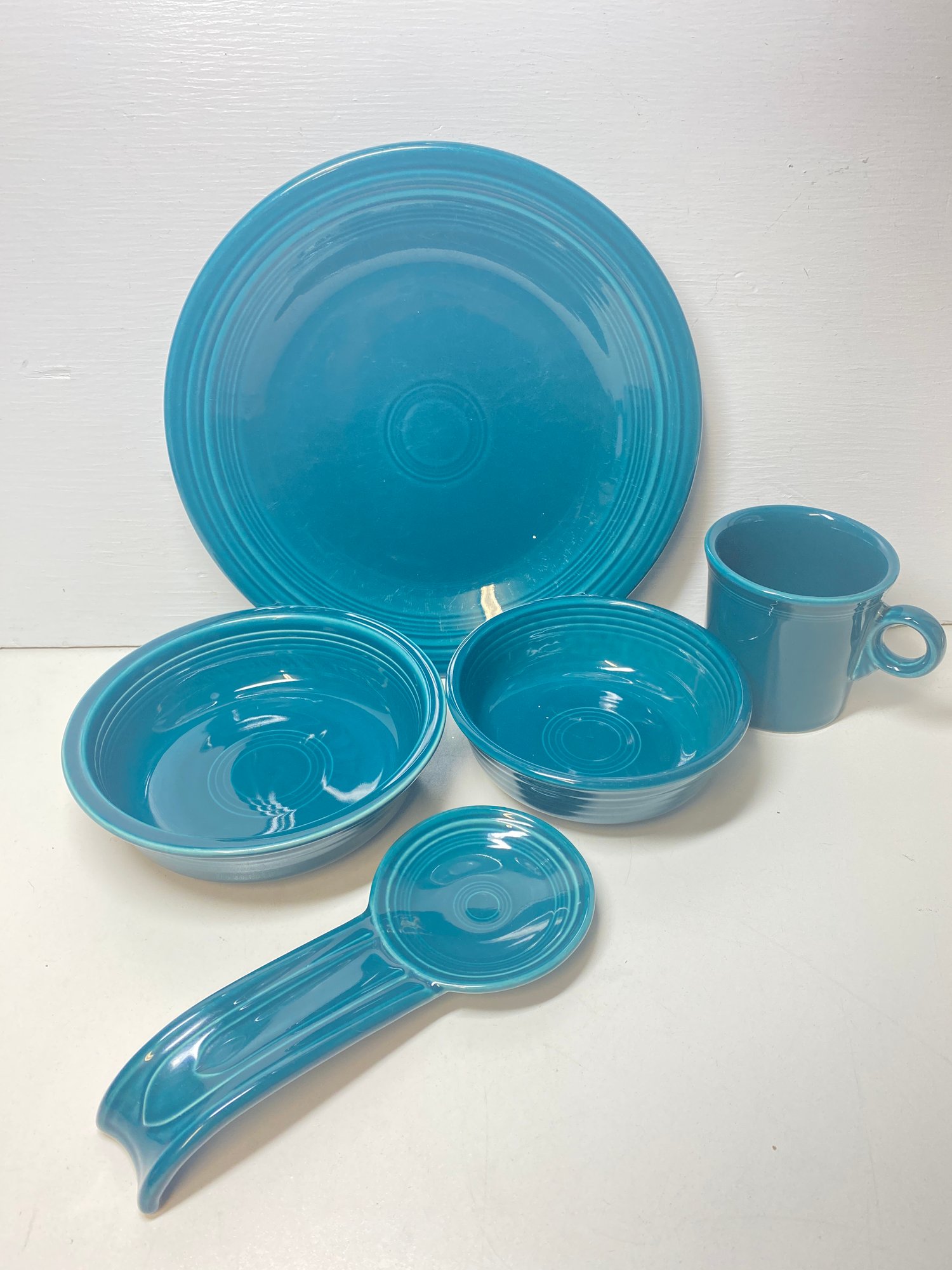 Set Of 5 Fiestaware Blue Bowls, Plates, And More #6505 | Auctionninja.com